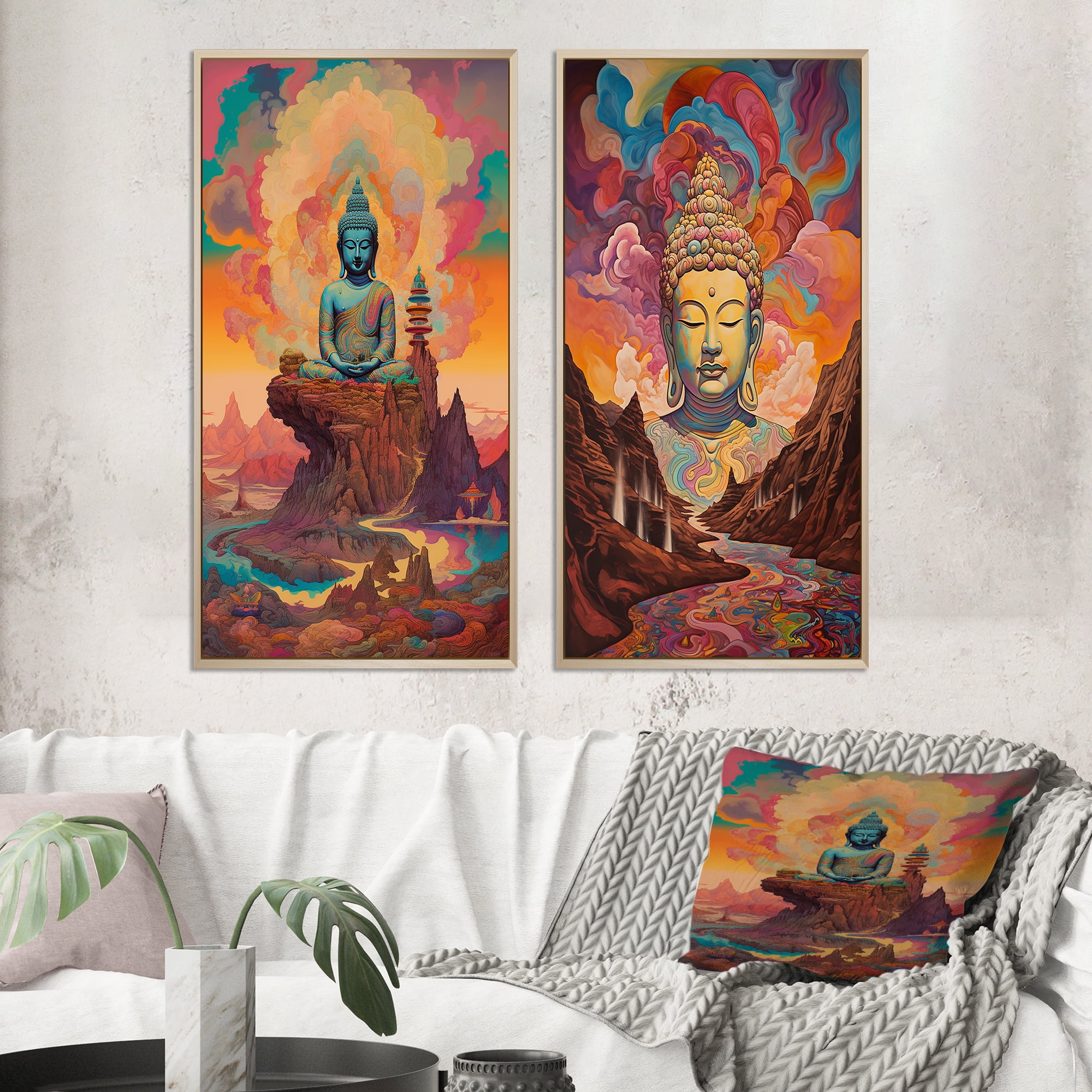 Designart "Psychedelic Buddha Amidst Mountain Serenity III" Buddhism ...