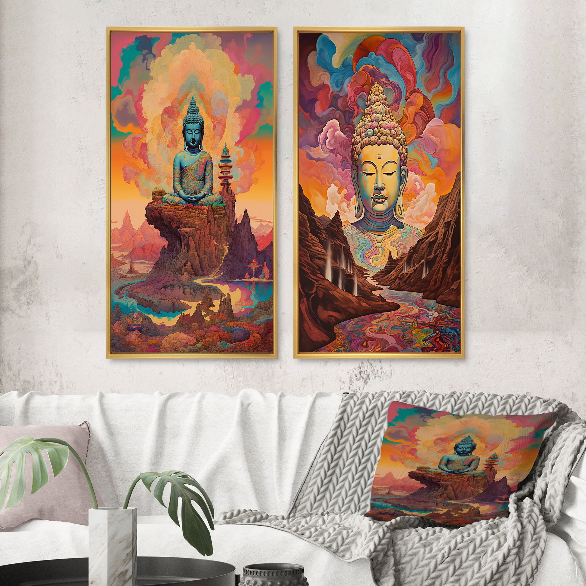 Designart "Psychedelic Buddha Amidst Mountain Serenity III" Buddhism ...
