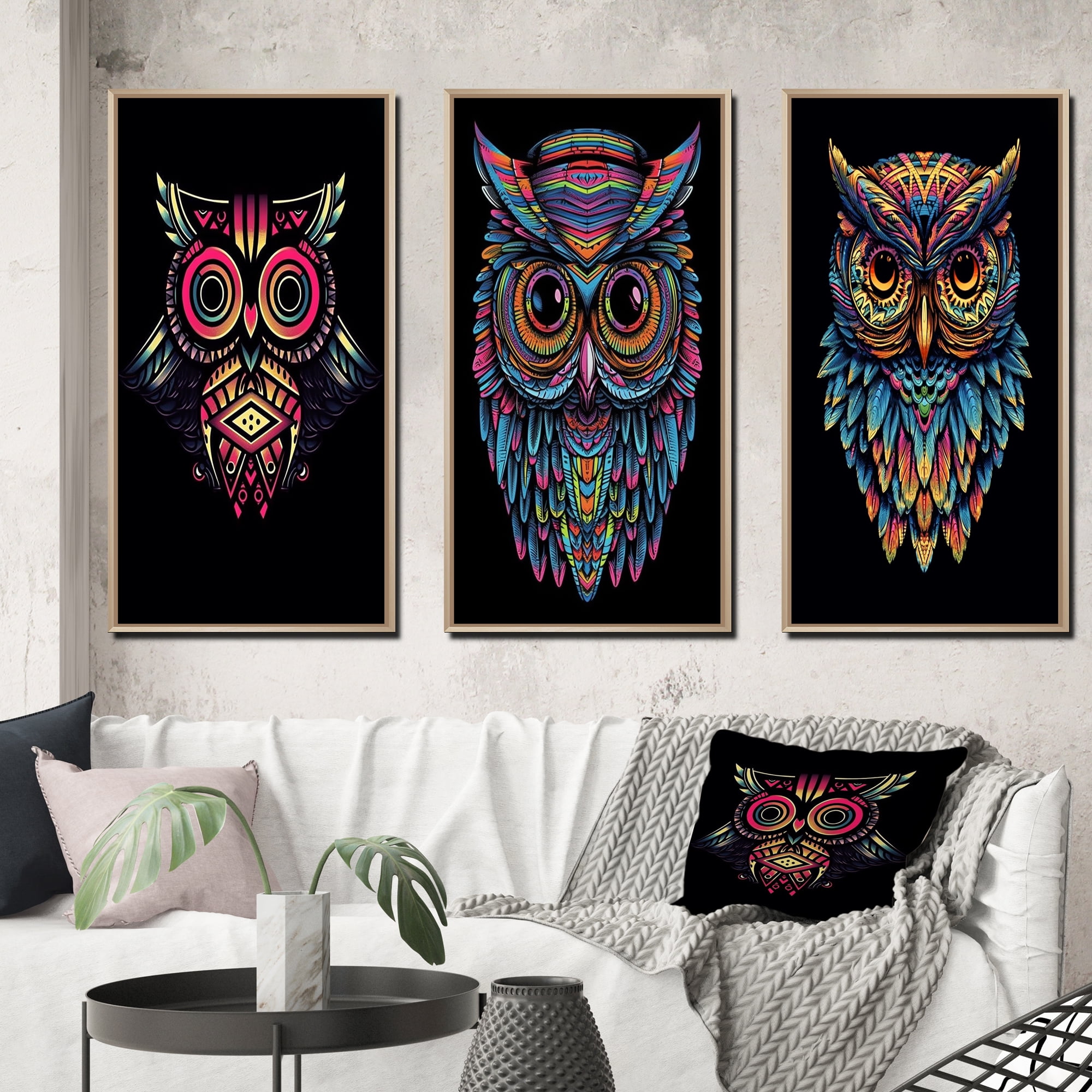 Designart "Psychedelic Owl Portrait Vibrant and Mysterious II" Animals ...