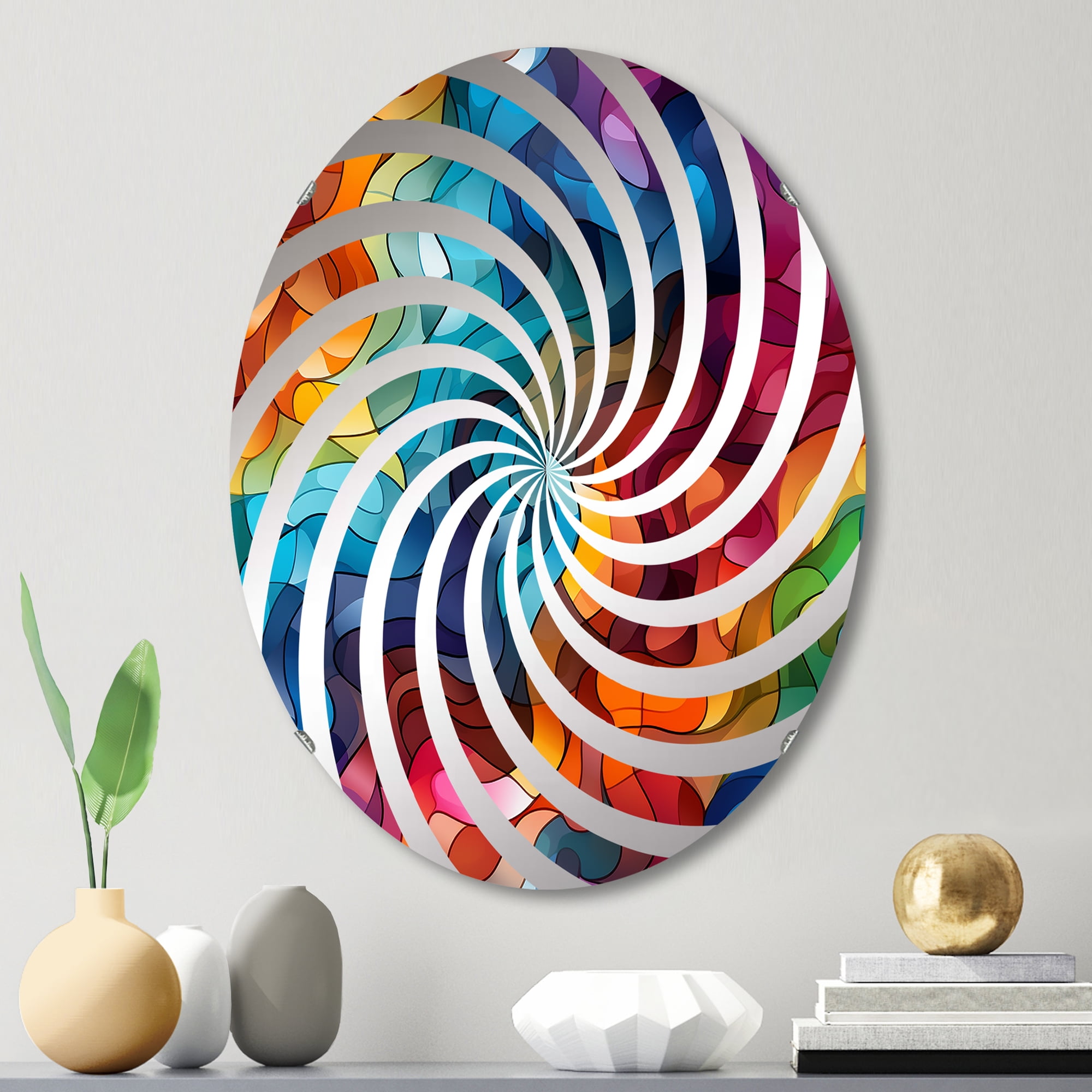 Designart "Psychedelic Puzzle in Pop Art" Abstract Vortex Round Wall ...