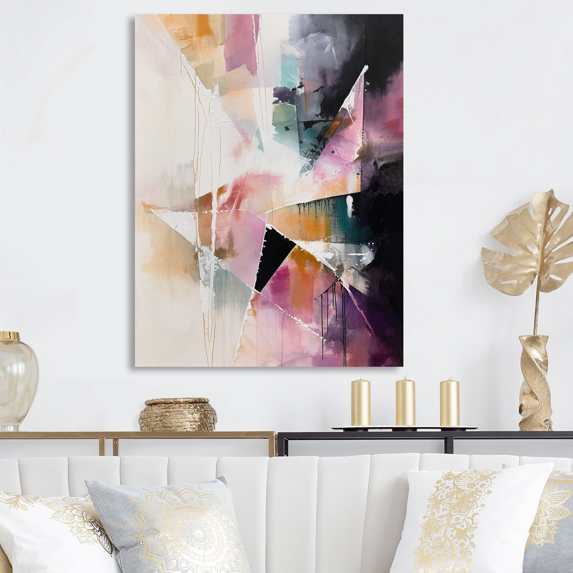 Designart "Purple Language Of Lines II" Modern Geometric Wall Art For ...