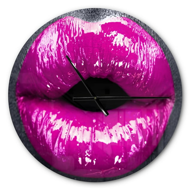 Designart 'Purple Lip Makeup ' Modern wall clock - Walmart.com