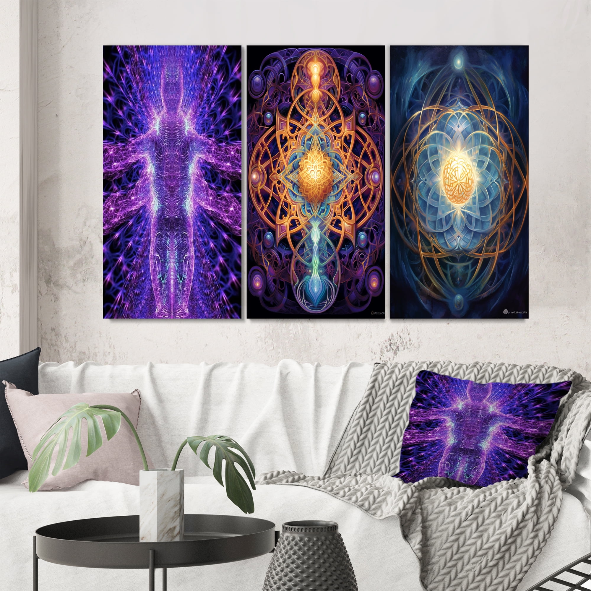 Designart "Purple Matrix Meditation Energetic Body" Meditation Wall Art ...