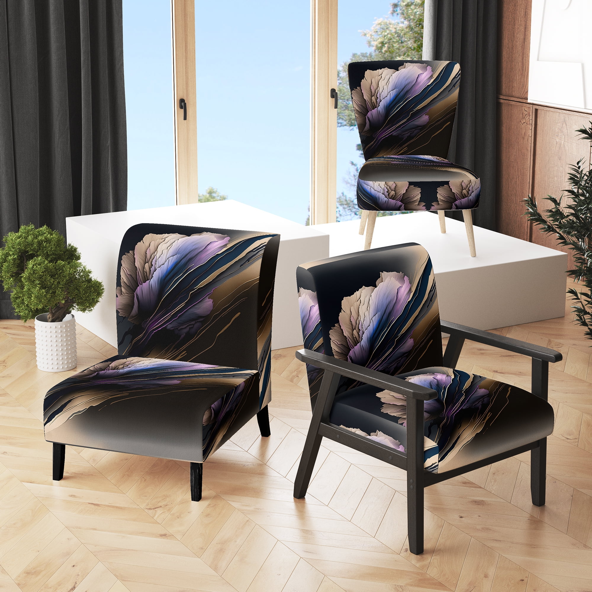 Designart "Purple Peony Hyperrealistic Flowers V" Upholstered Floral ...