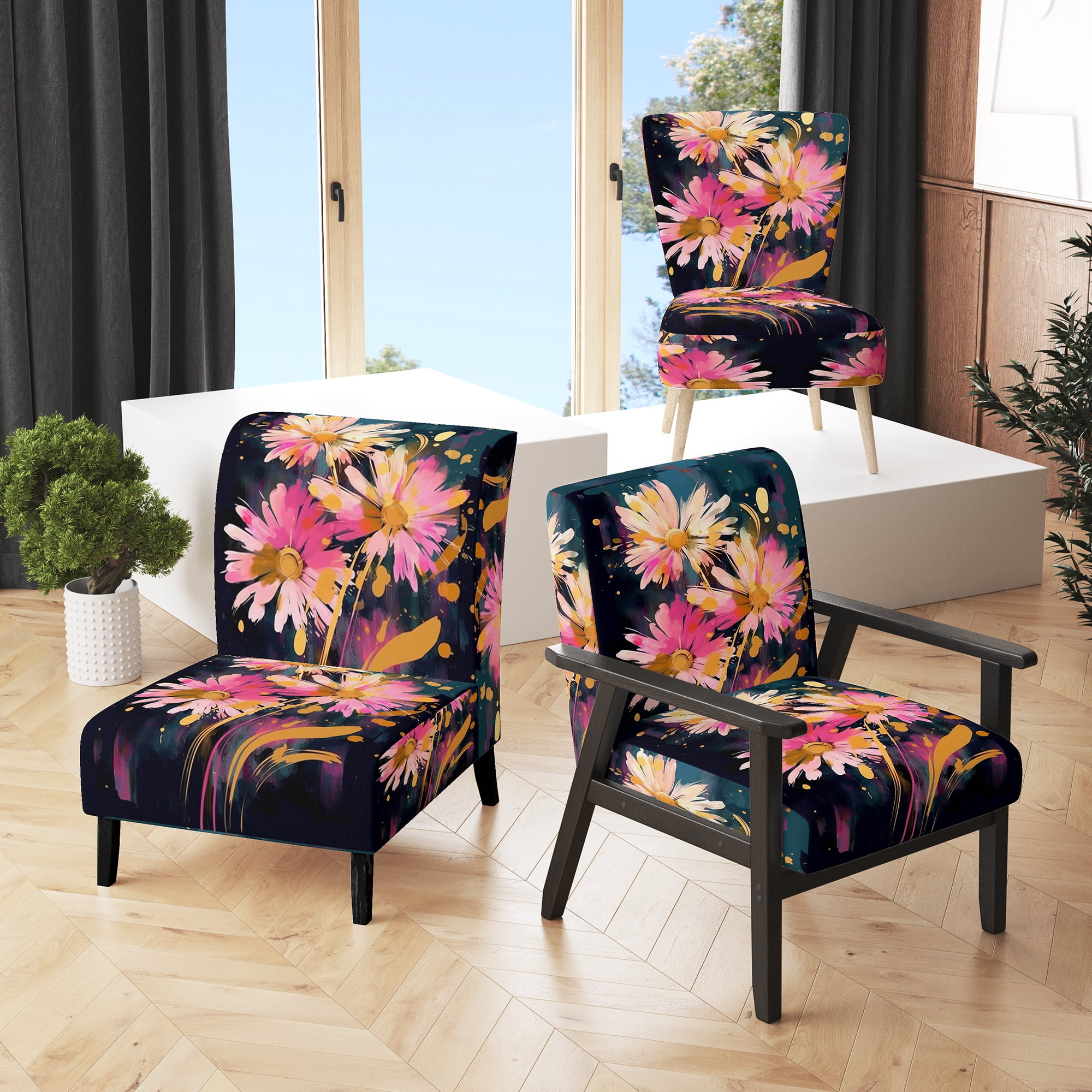 Designart "Purple Yellow Daisies Flower Fusion Radiant Blooms" Purple ...