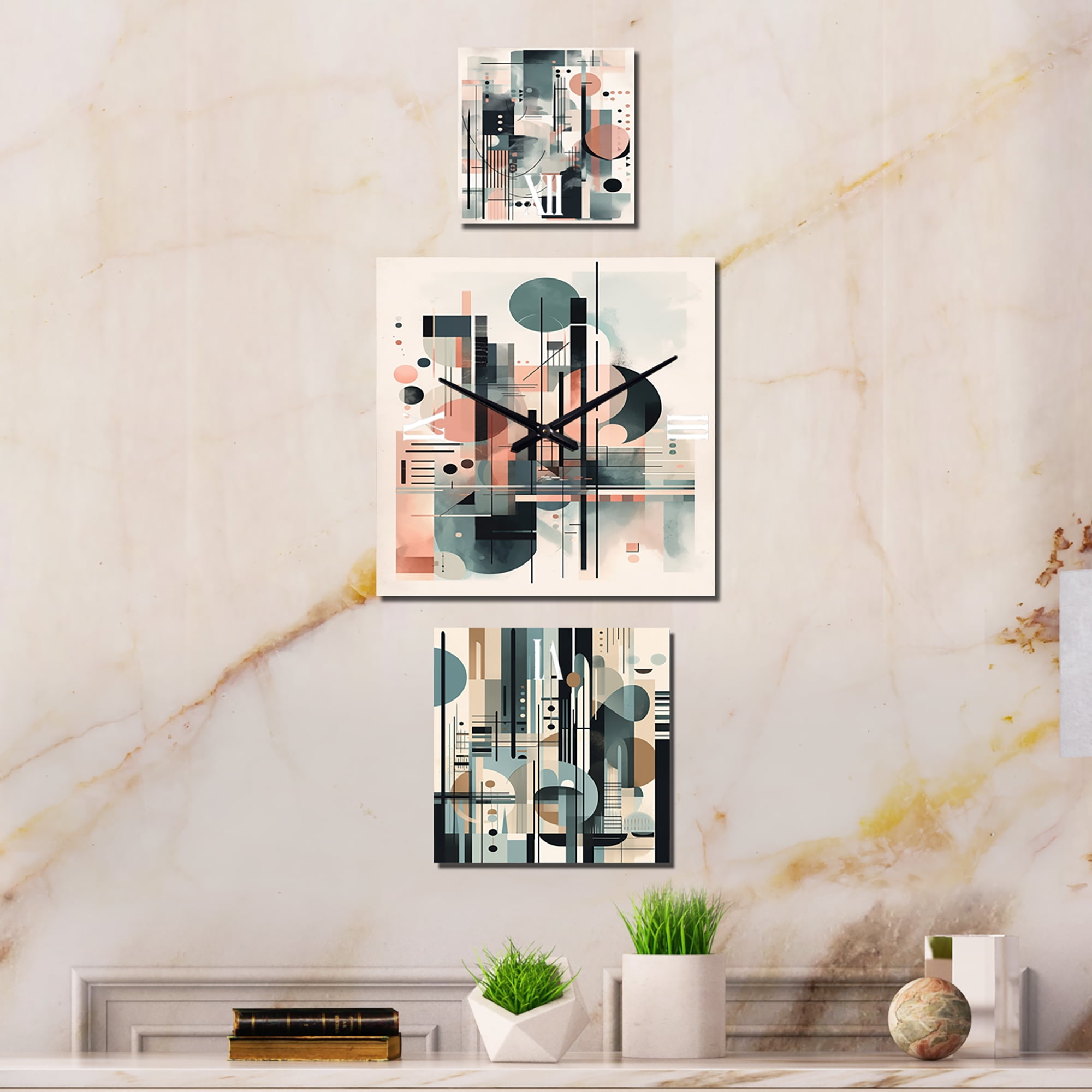 Designart "Quiet Depths Cream and Blue Minimalism III" Minimalism ...