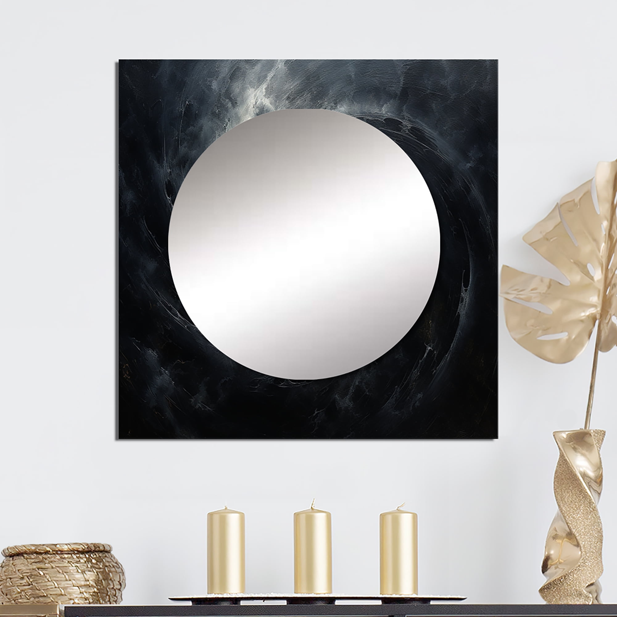 Designart "Quiet Quasar In Black Hole" abstract spirals Square Mirror ...