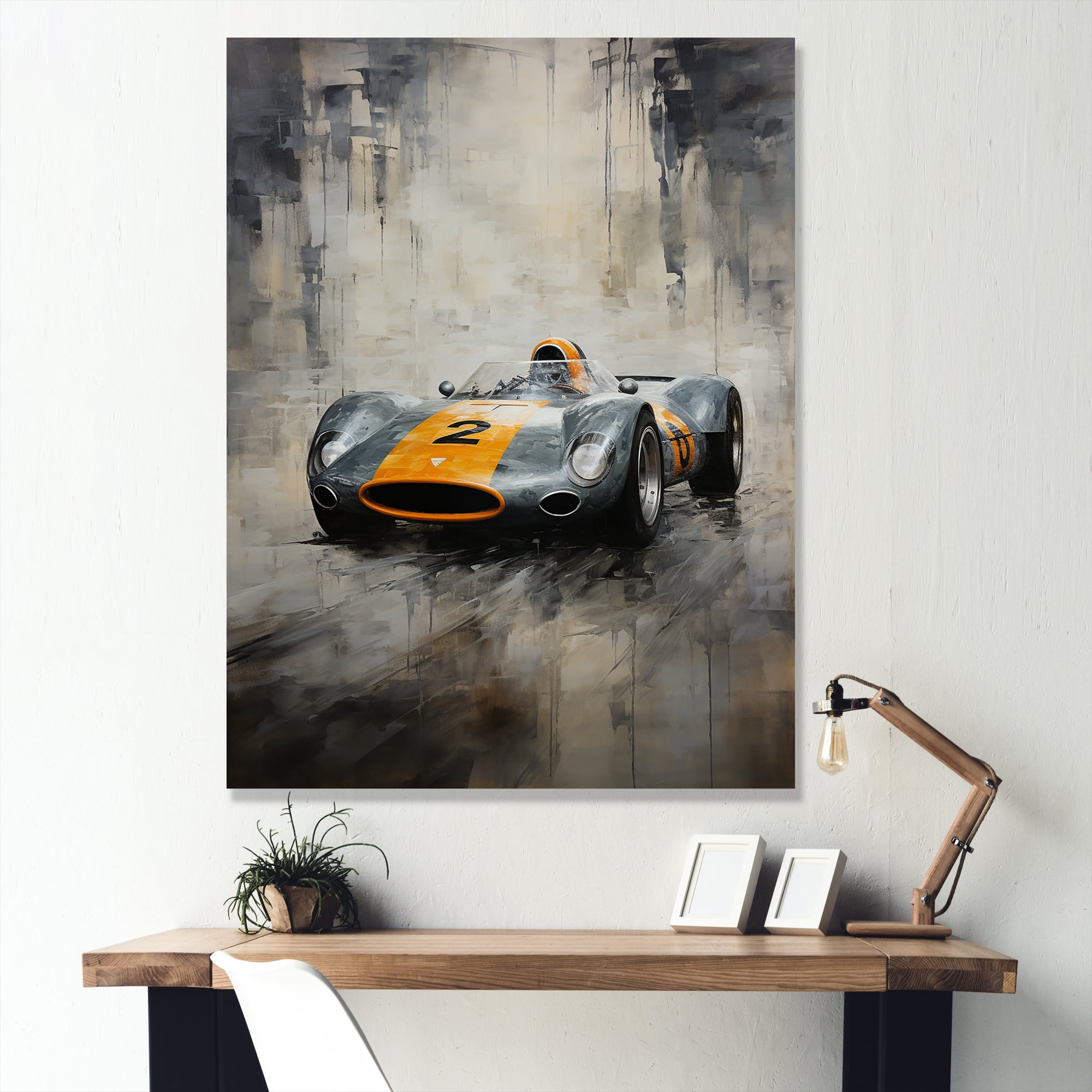 Designart "Race Car Tracks Grey Minimalist Speed II" Architecture ...