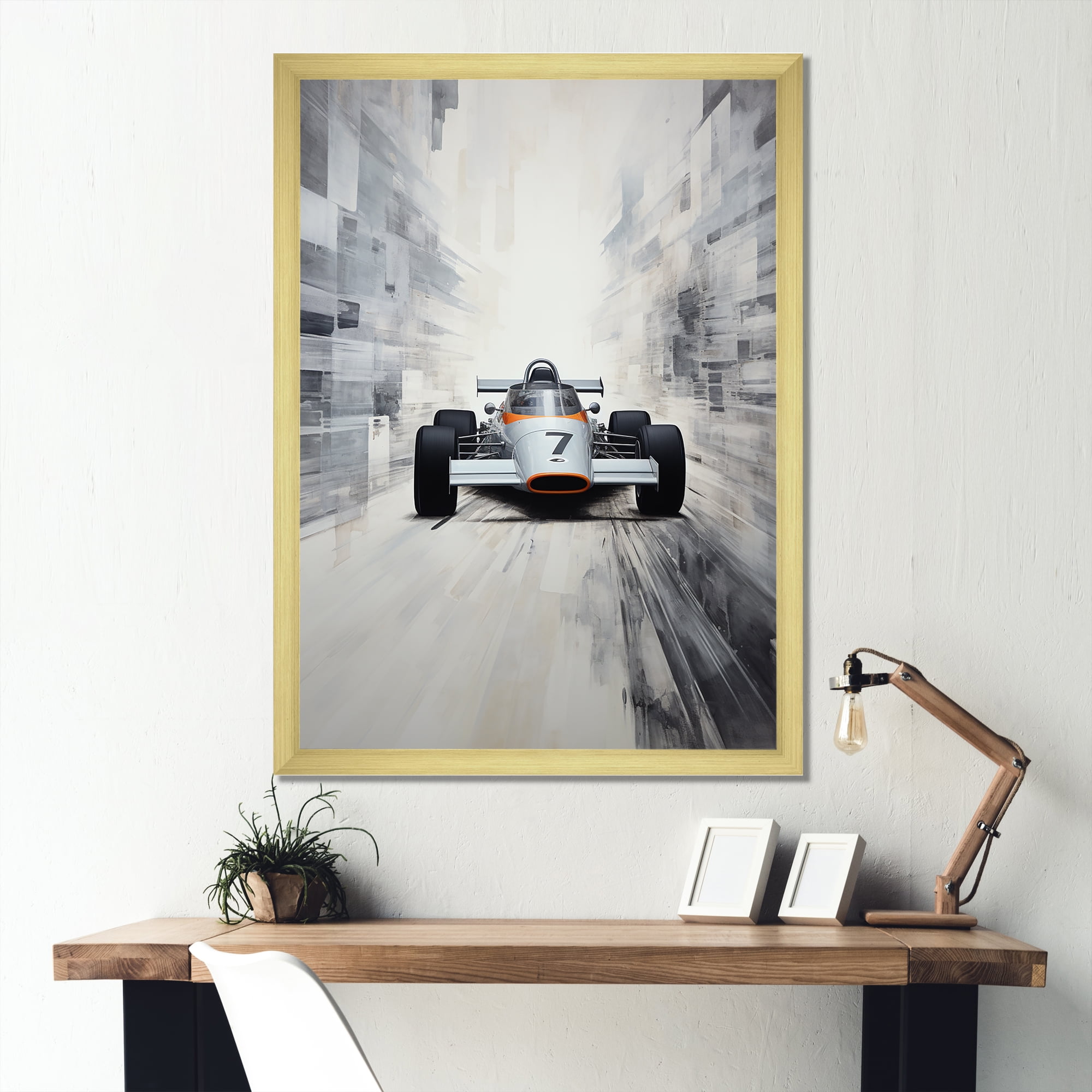 Designart "Race Car Tracks Grey Minimalist Speed III" Architecture ...