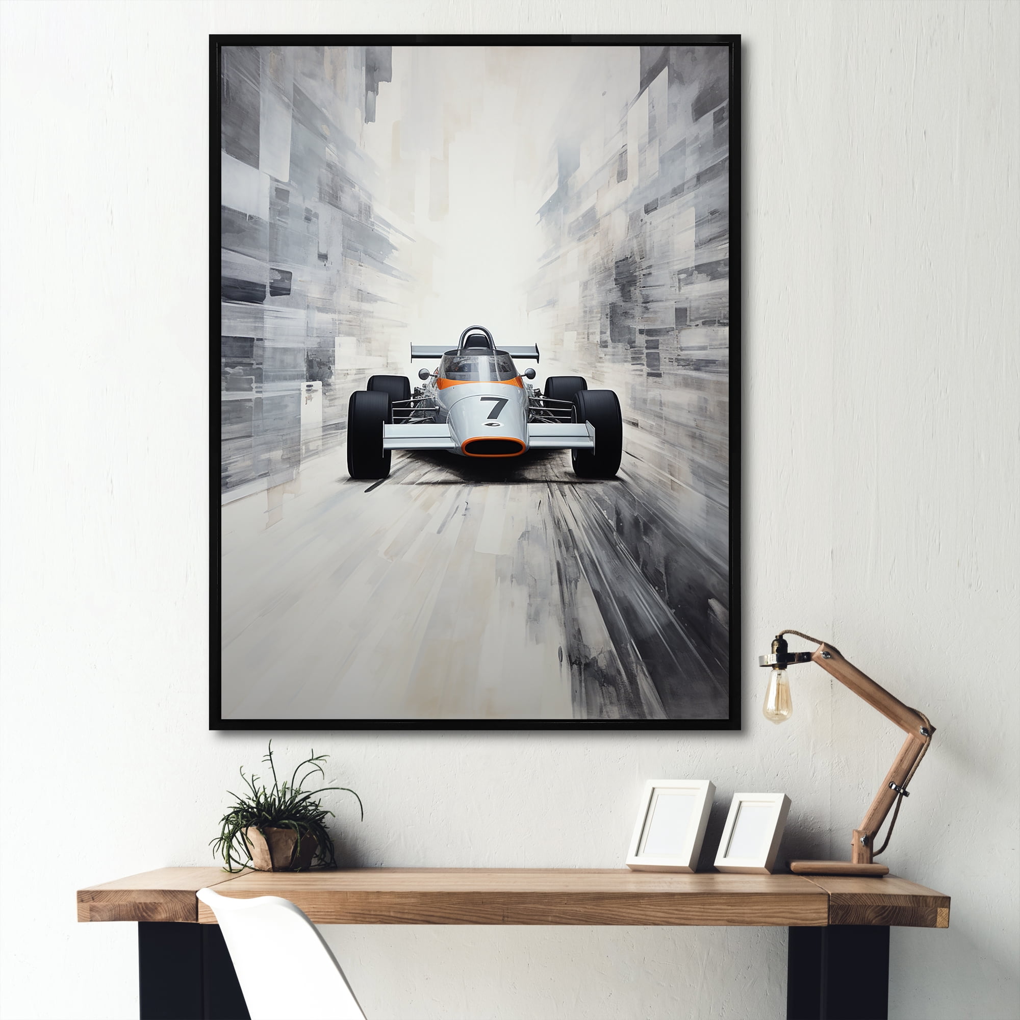 Designart "Race Car Tracks Grey Minimalist Speed III" Architecture ...