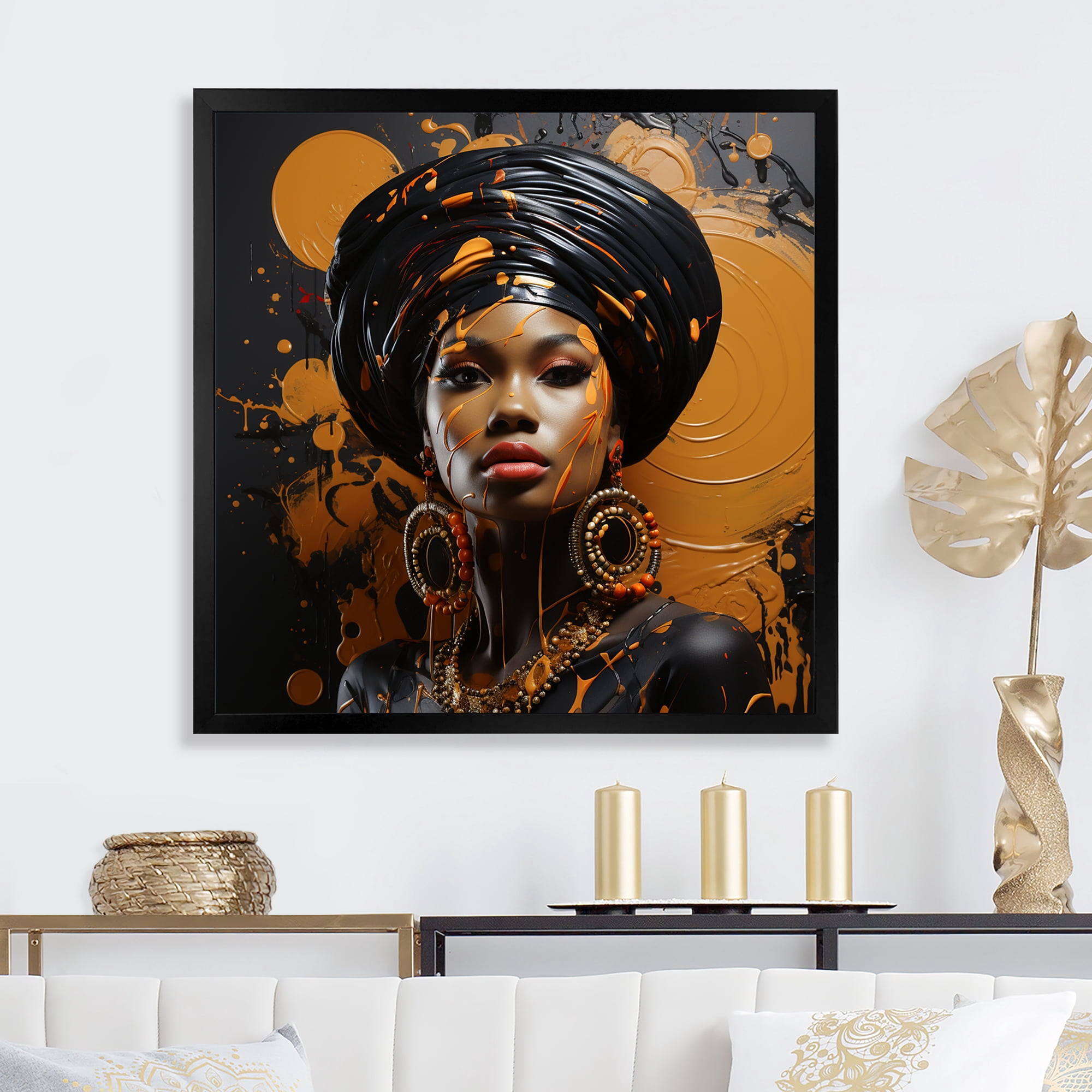 Designart "Radiance of African Woman in Gold and Black IV" Fashion ...