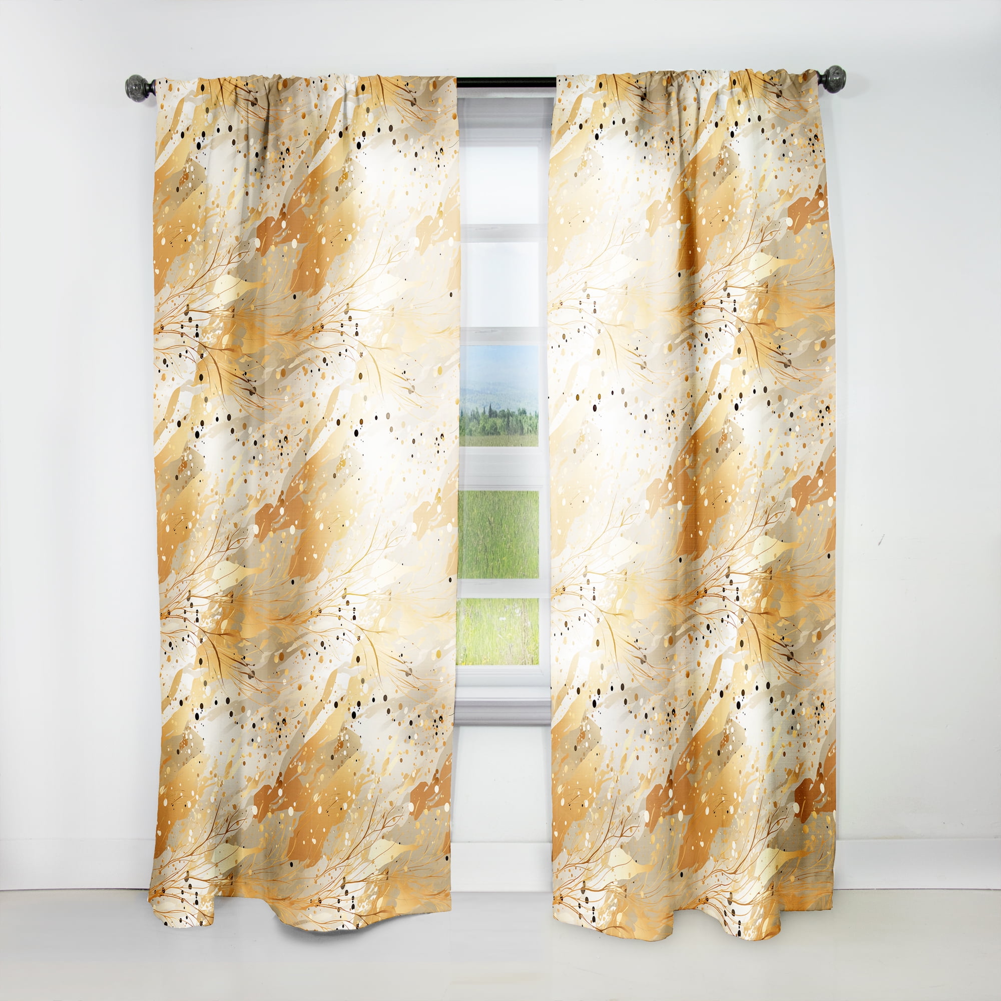 Designart "Radiant Golden Marble" Marble Curtain Panels - Walmart.com