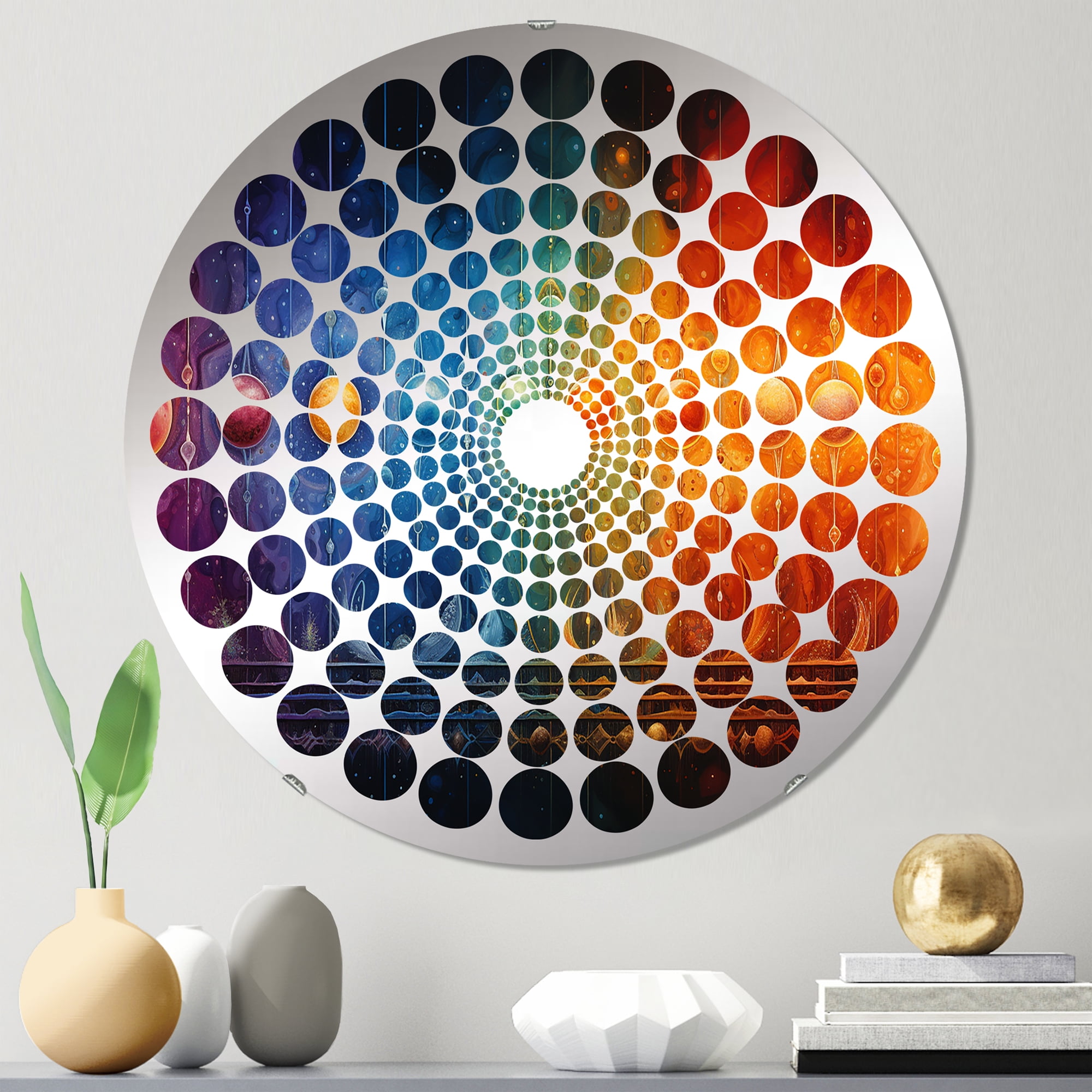 Designart "Radiant Rainbow of Hindu Chakras I" Hinduism Radial Dot ...