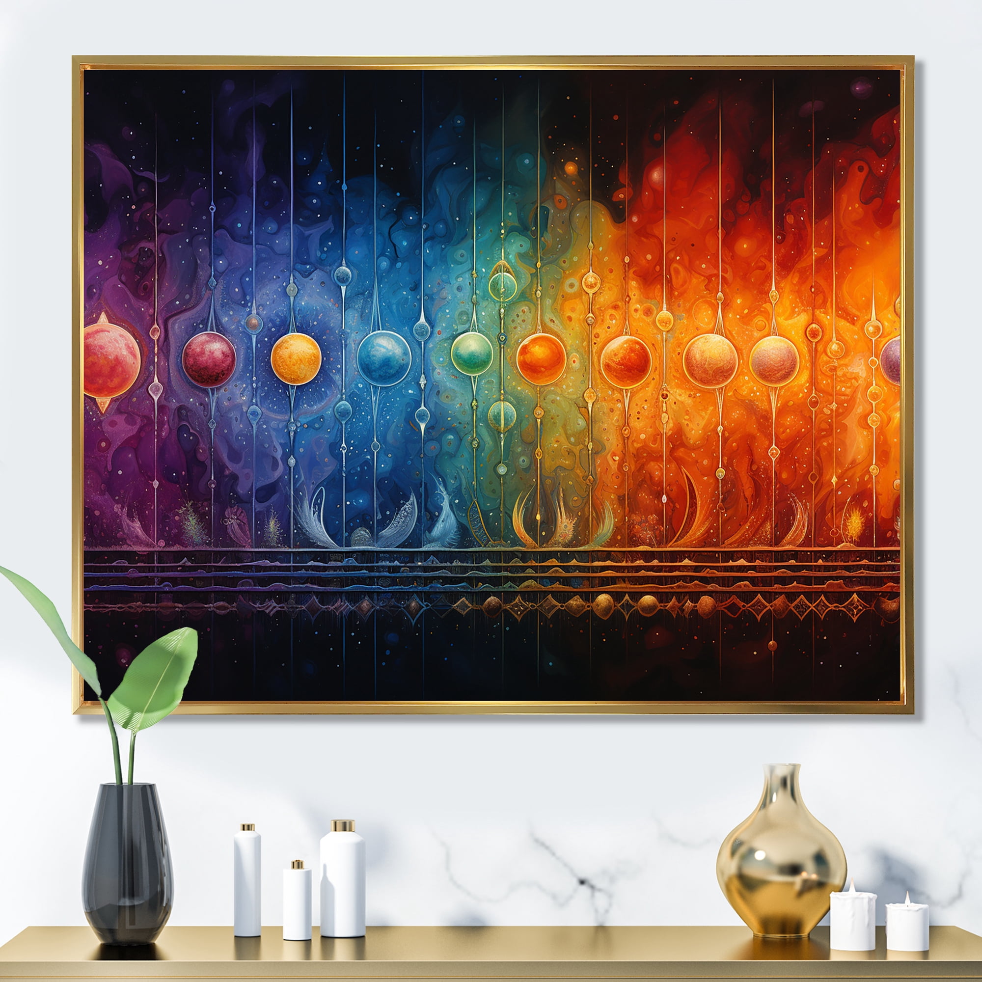 Designart "Radiant Rainbow Of Hindu Chakras I" Hinduism Floater Framed ...