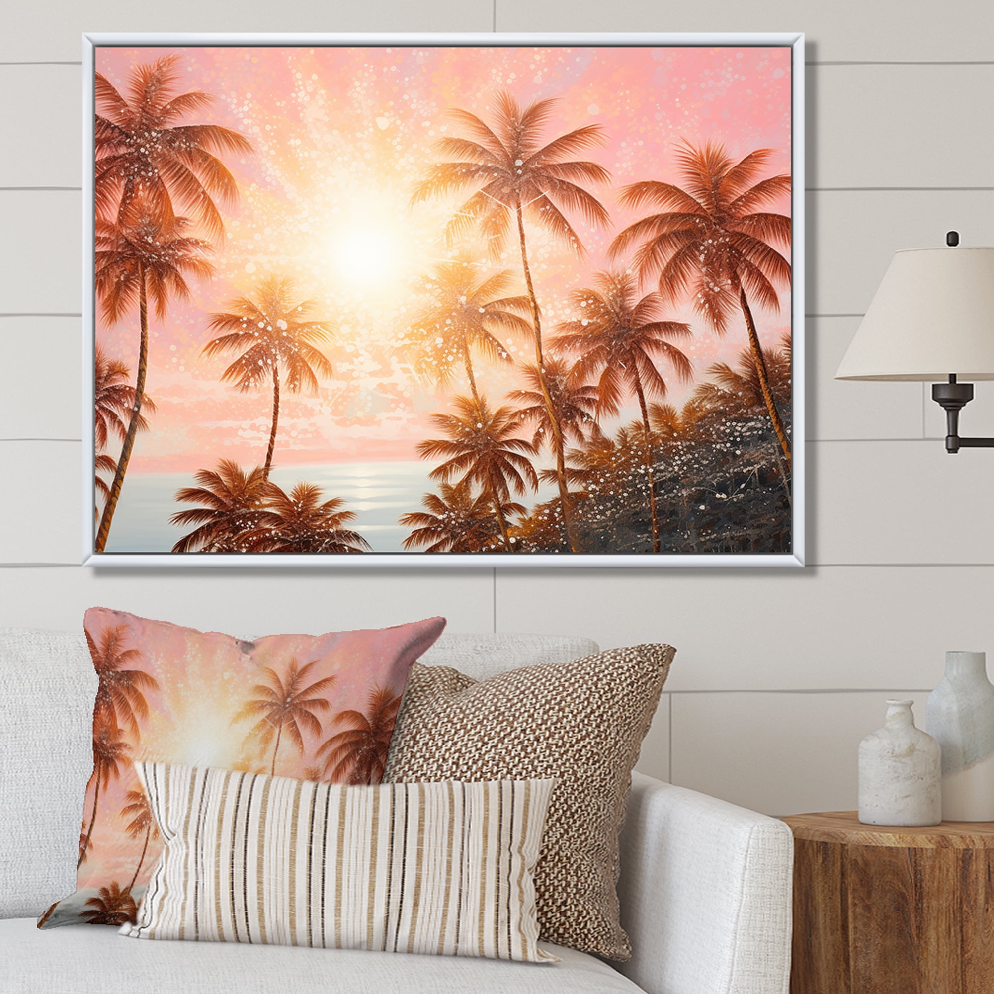 Designart "Radiant Sunset Among The Palm Trees III" Palms & Palm Trees ...