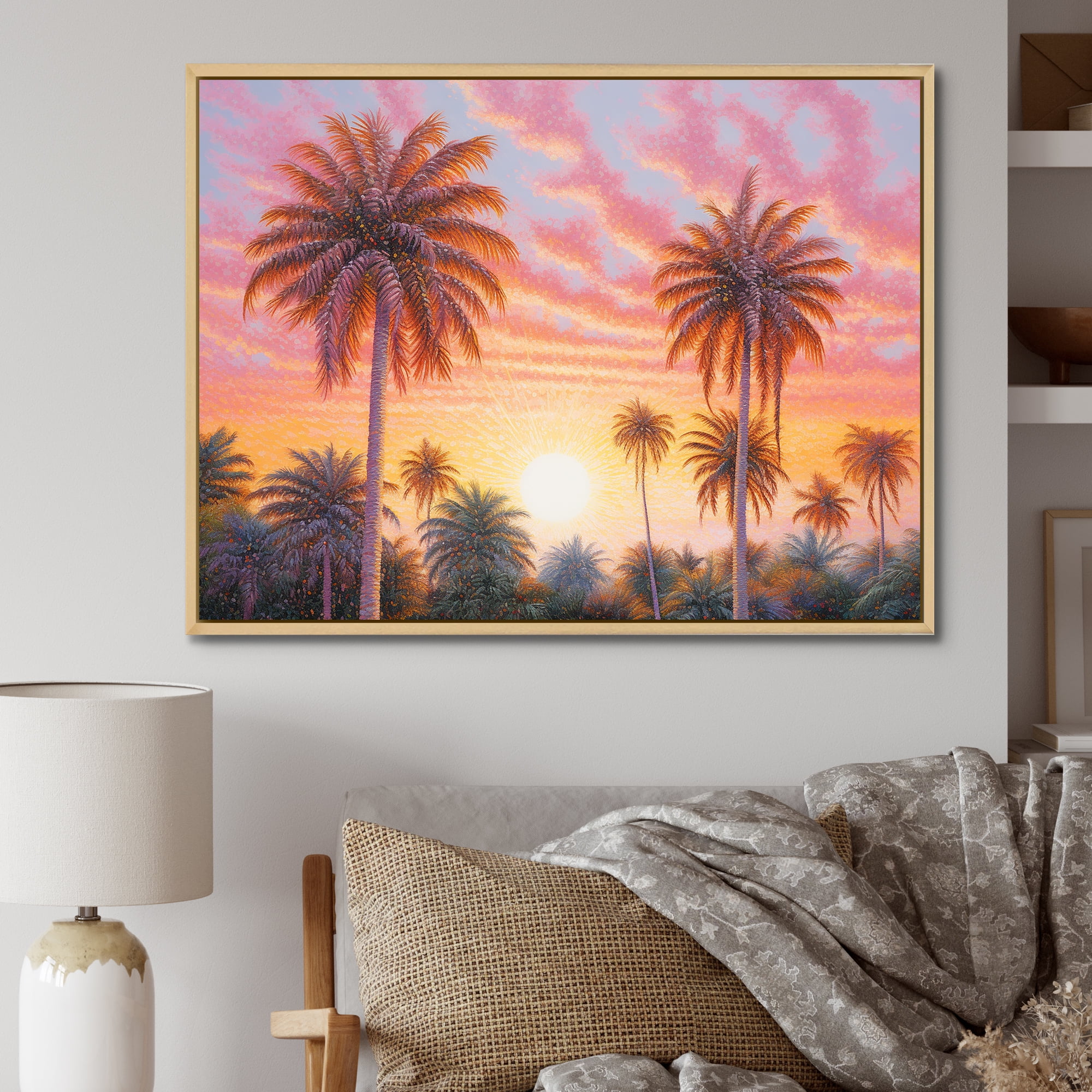 Designart "Radiant Sunset Among The Palm Trees V" Palms & Palm Trees ...