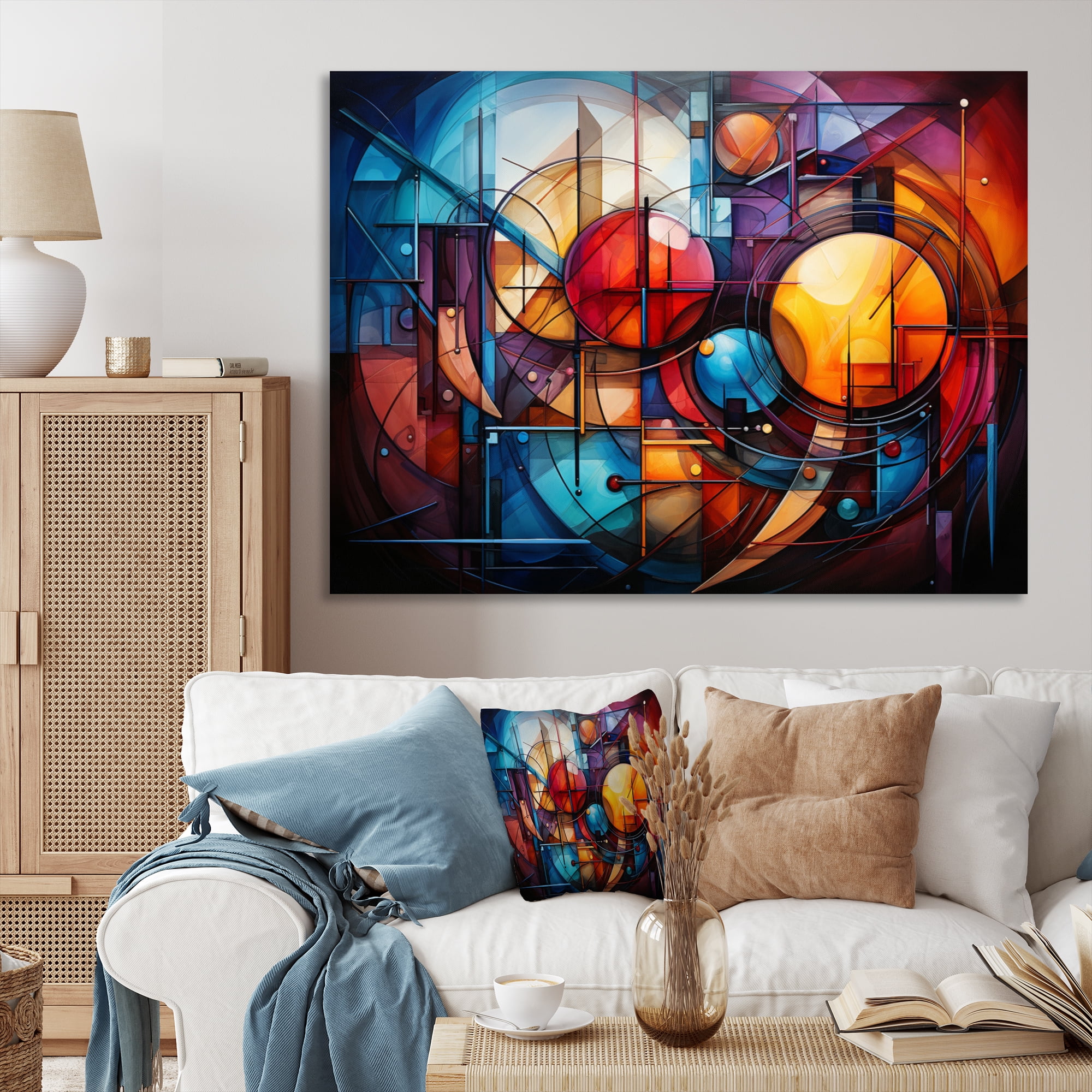 Designart "Rainbow Colored Cubist Forms I" Cubism Canvas Print ...
