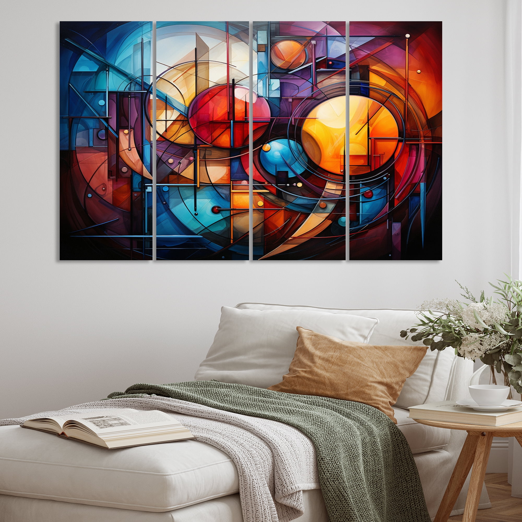 Designart "Rainbow Colored Cubist Forms I" Cubism Metal Wall Decor Set ...