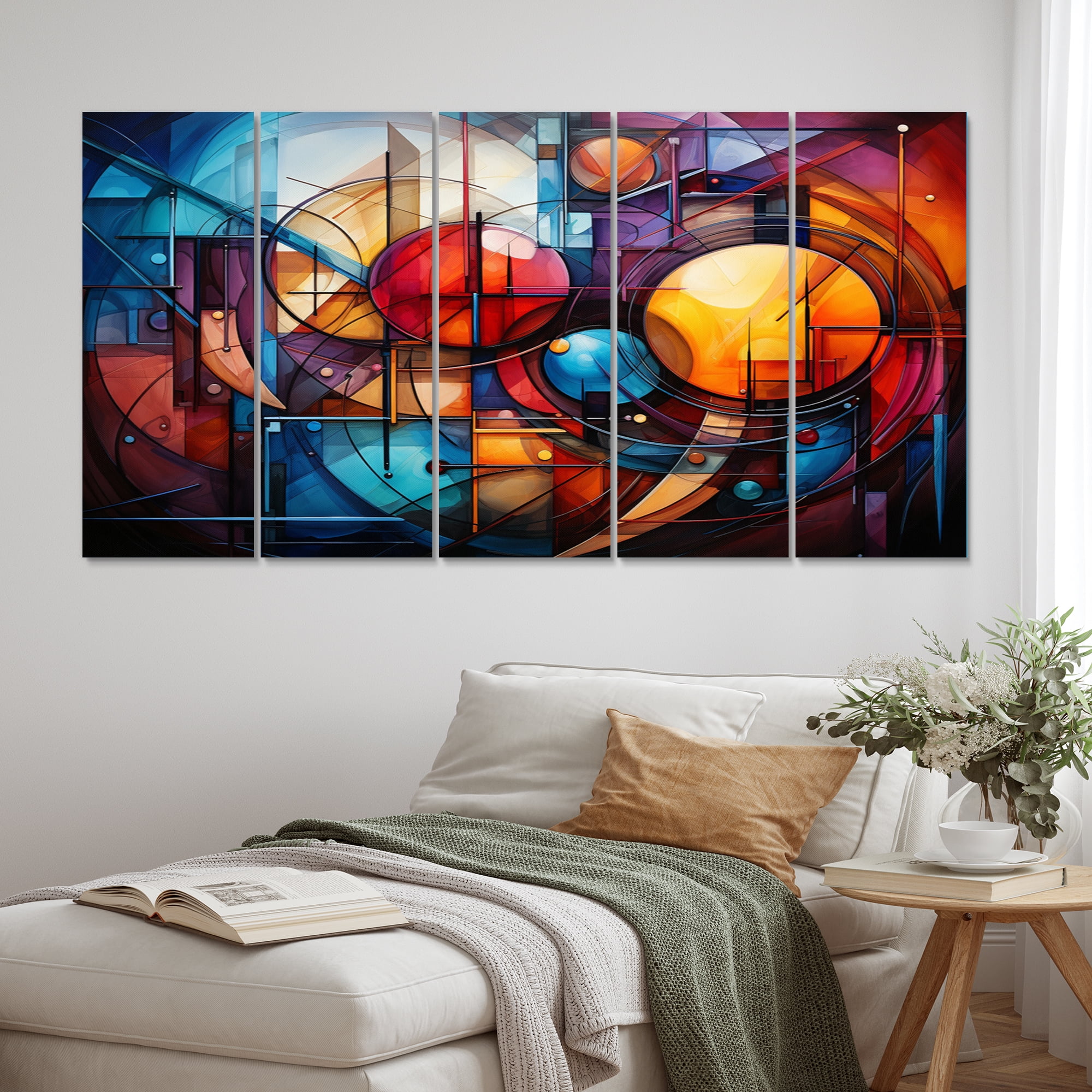 Designart "Rainbow Colored Cubist Forms I" Cubism Metal Wall Decor Set ...