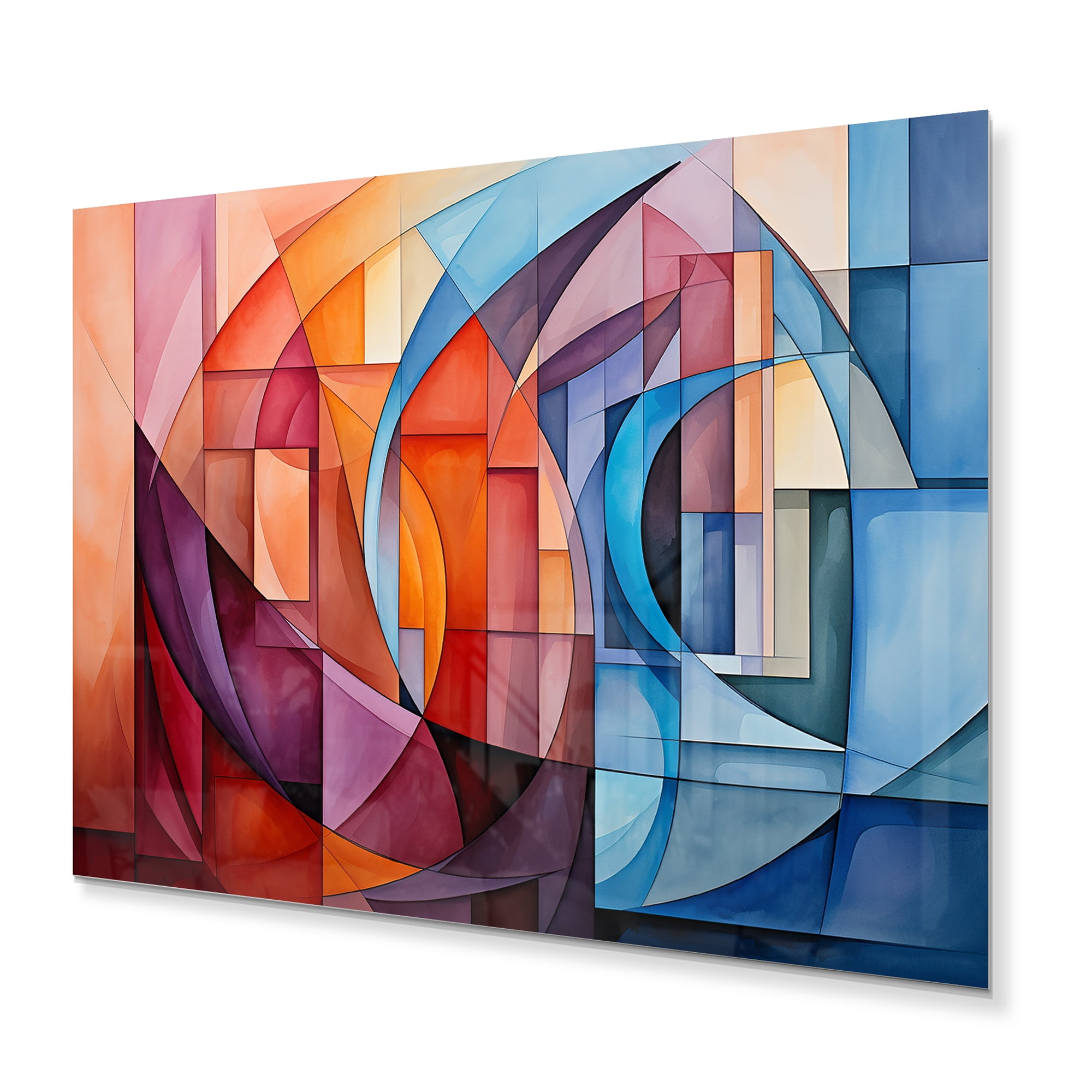 Designart "Rainbow Colored Cubist Forms II" Cubism Metal Wall Art ...