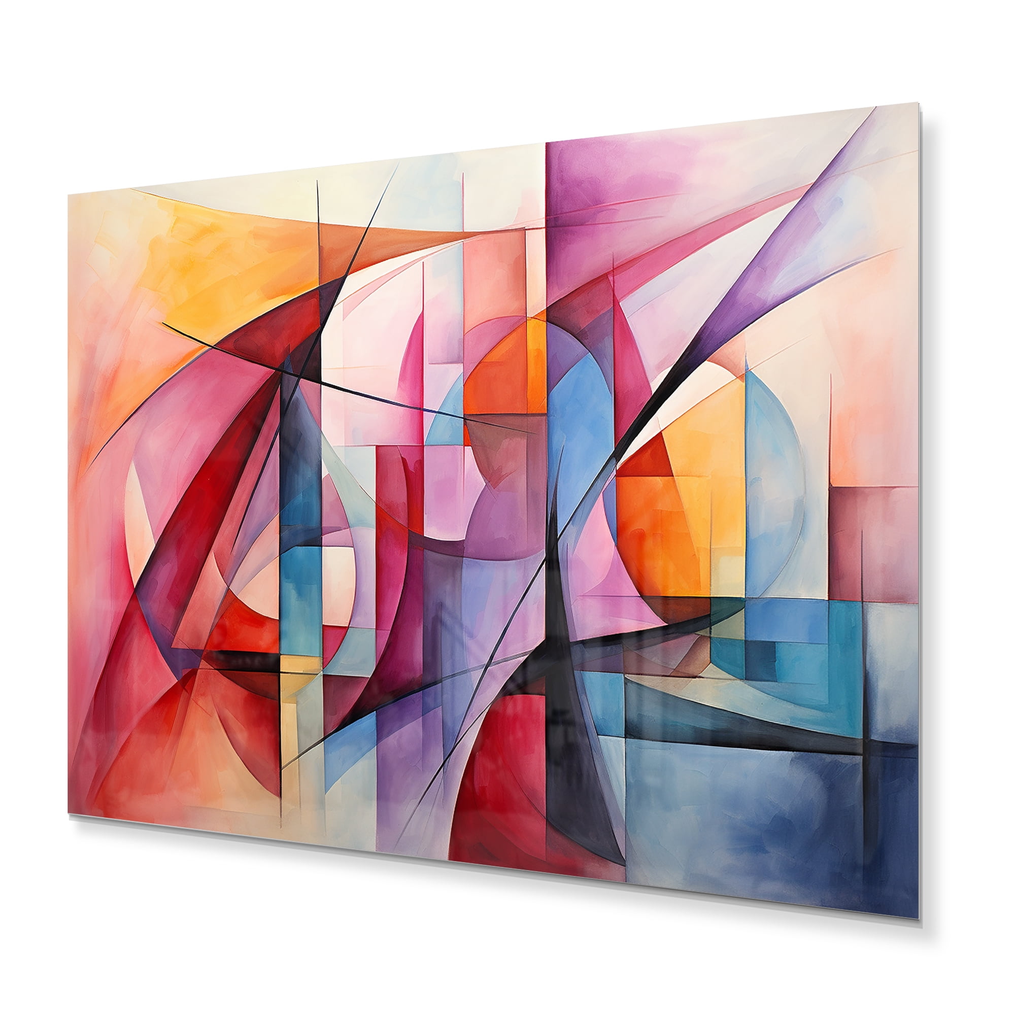 Designart "Rainbow Colored Cubist Forms IV" Cubism Metal Art Print ...