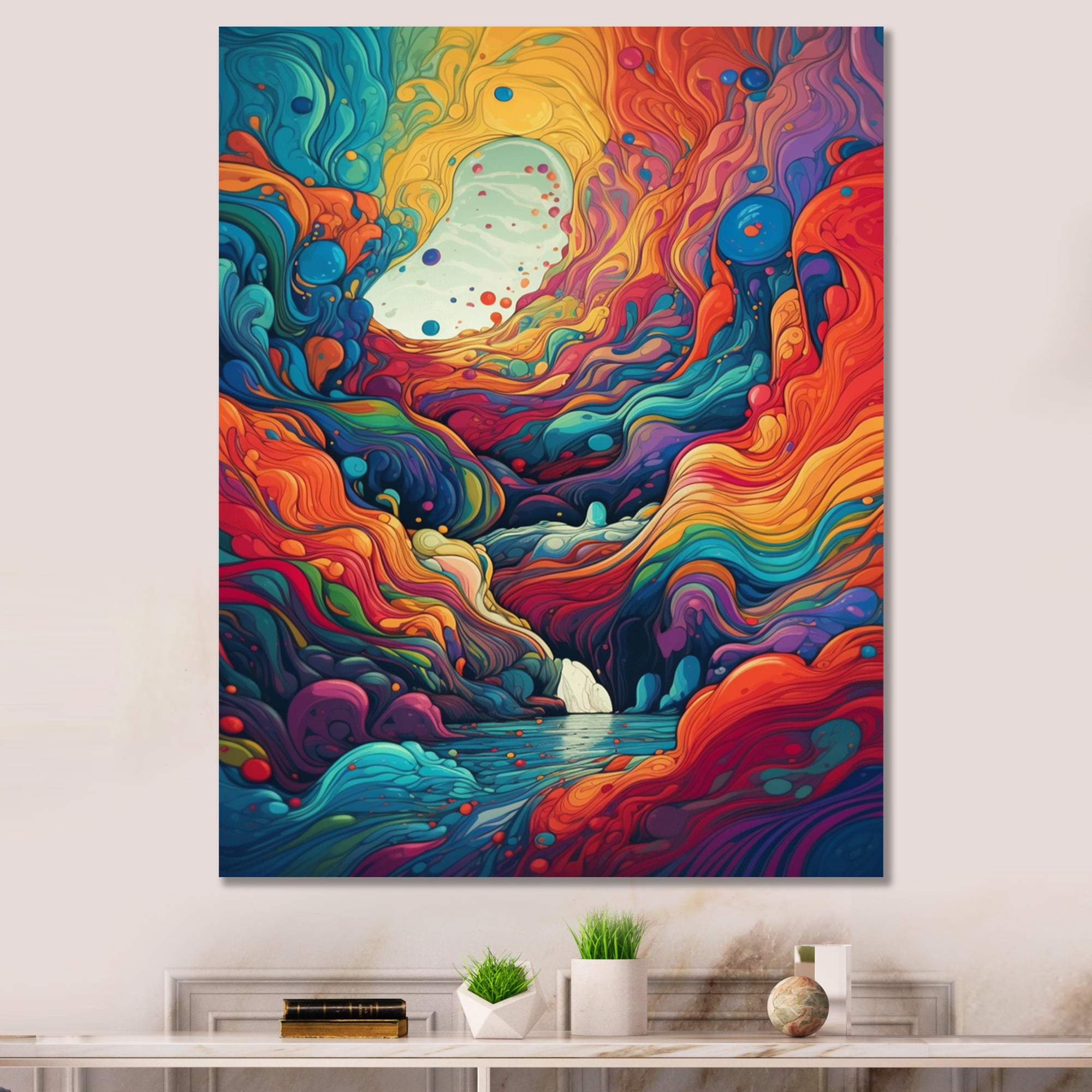Designart "Rainbow Colored Waves I" Modern Waves Wall Decor - Walmart.com