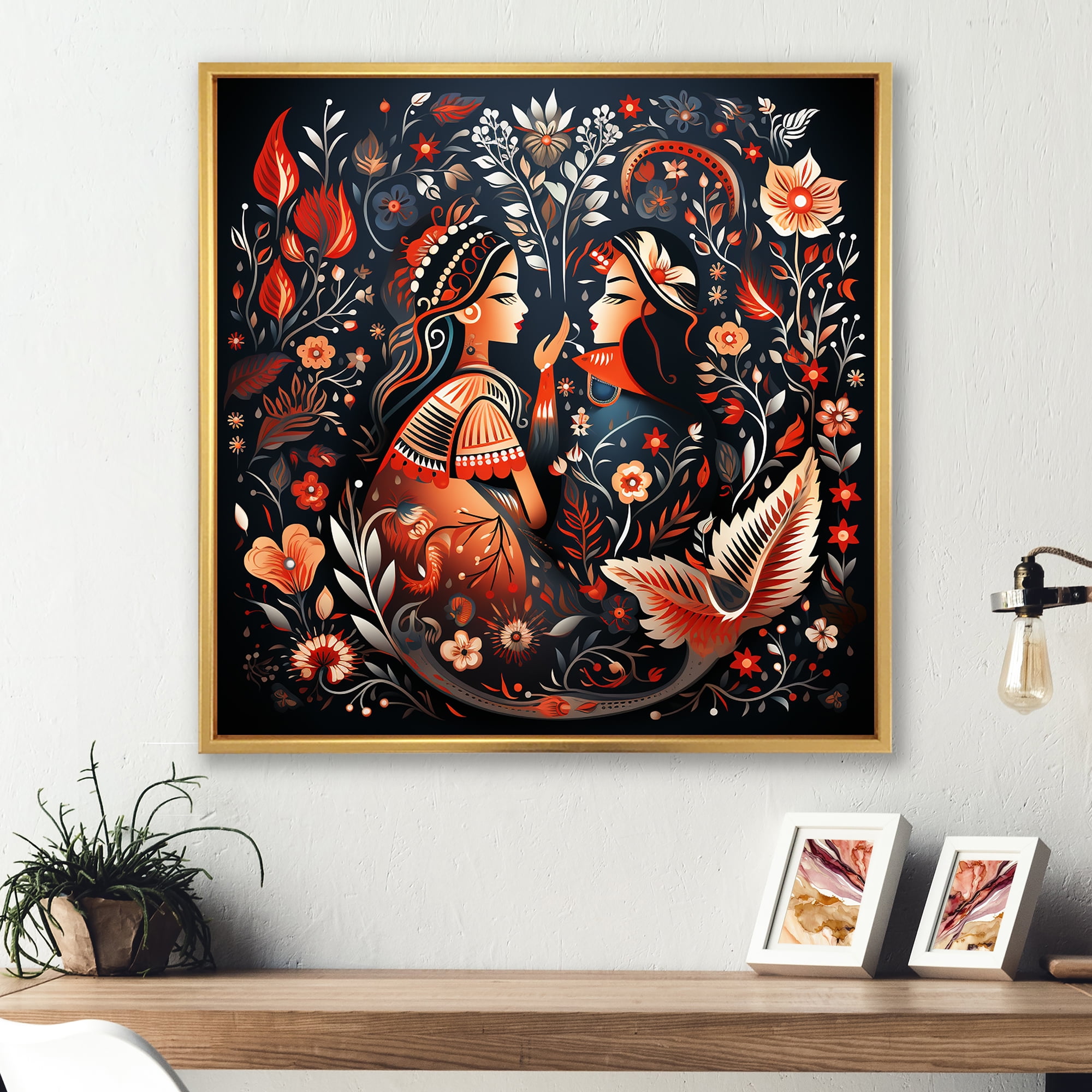 Designart "Rajasthani Folklore Tales Indian Art I" People Framed Wall ...