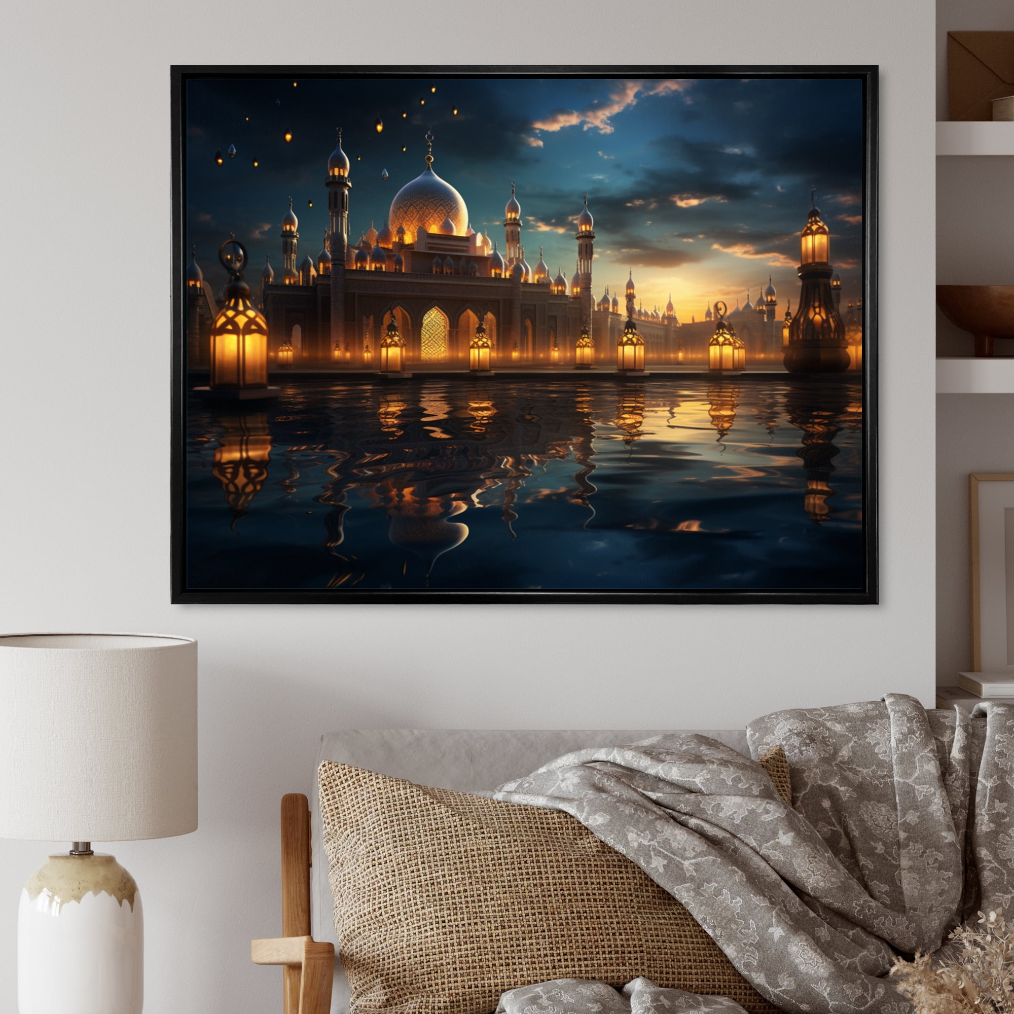 Designart "Ramadan Reflection Islam wall art" Islamic Floater Framed ...