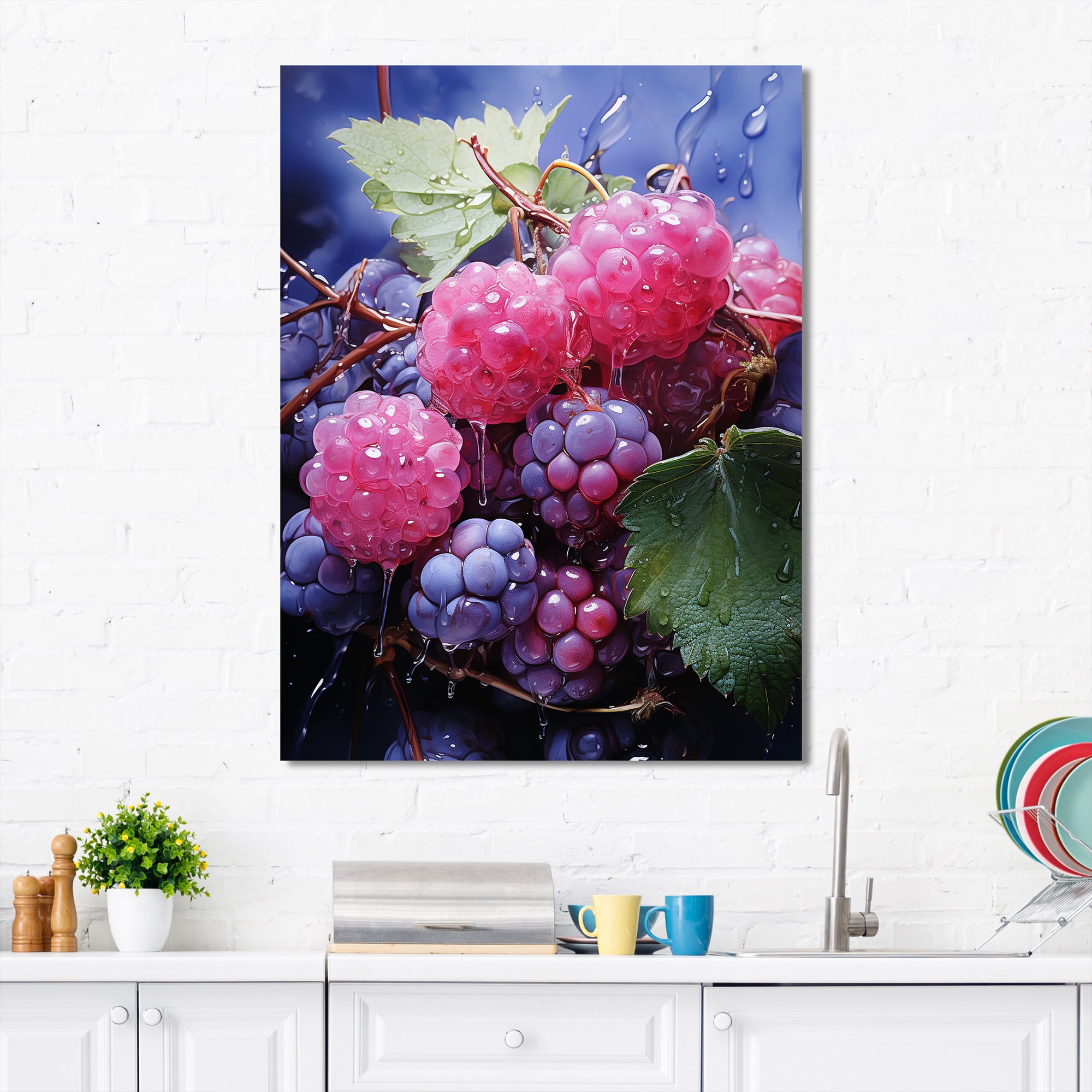 Designart "Raspberry Ballet Serenade" Food & Beverage Canvas Wall Art ...