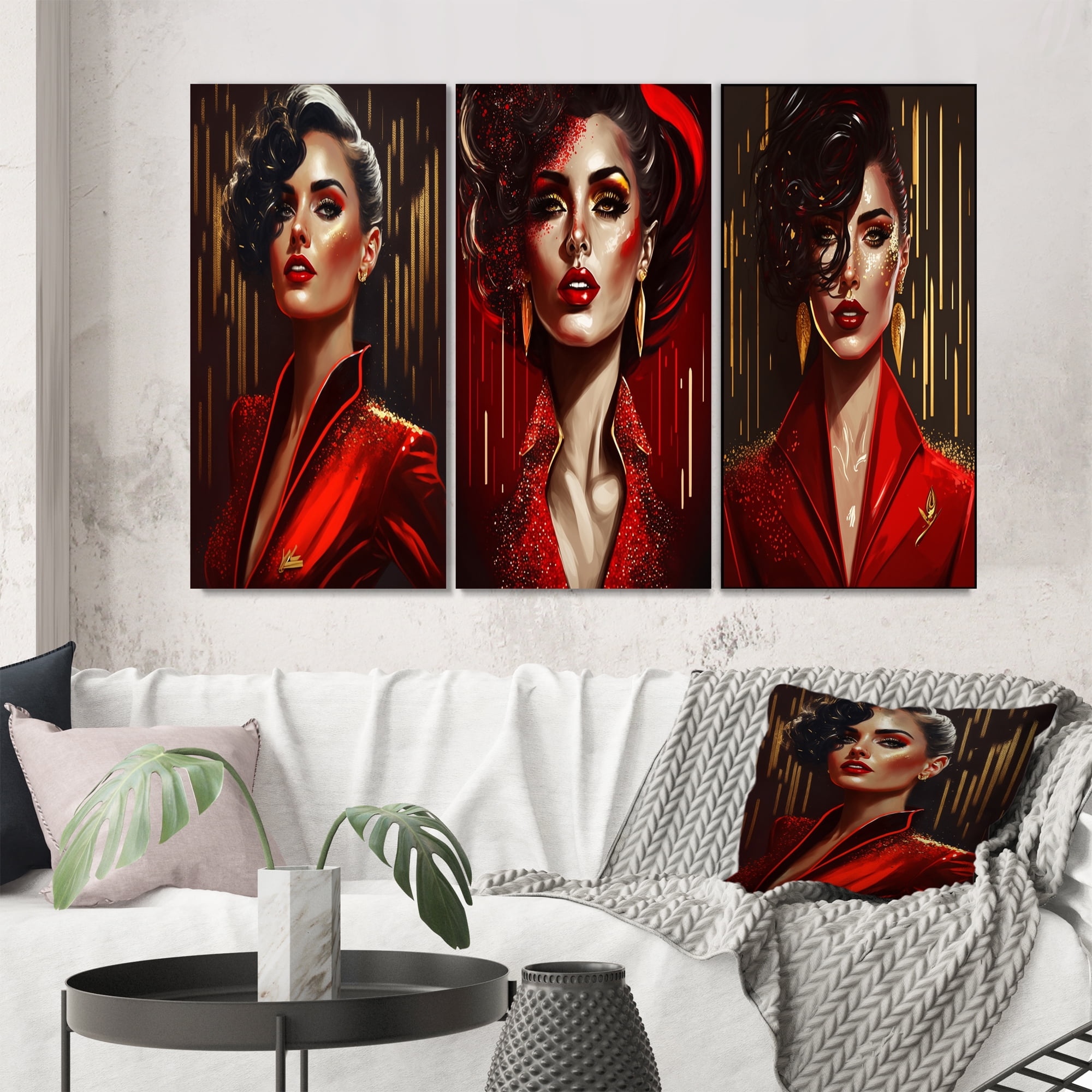 Designart "Ravishing Elegance Woman in Red III" Woman Sensual Wall Art ...
