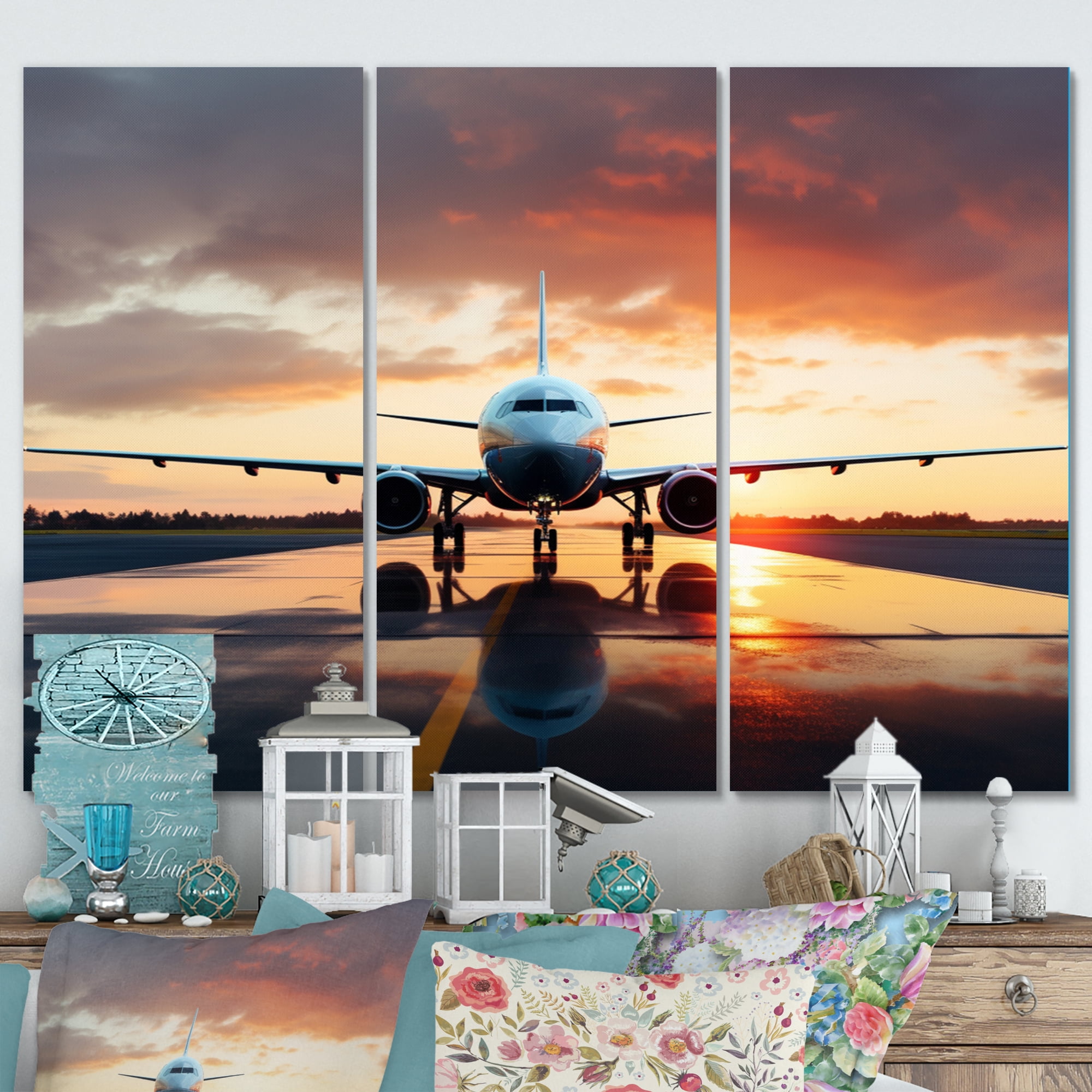 Designart "Ready For Take Off Plane Photo Skyward Ascent" Modern Metal ...