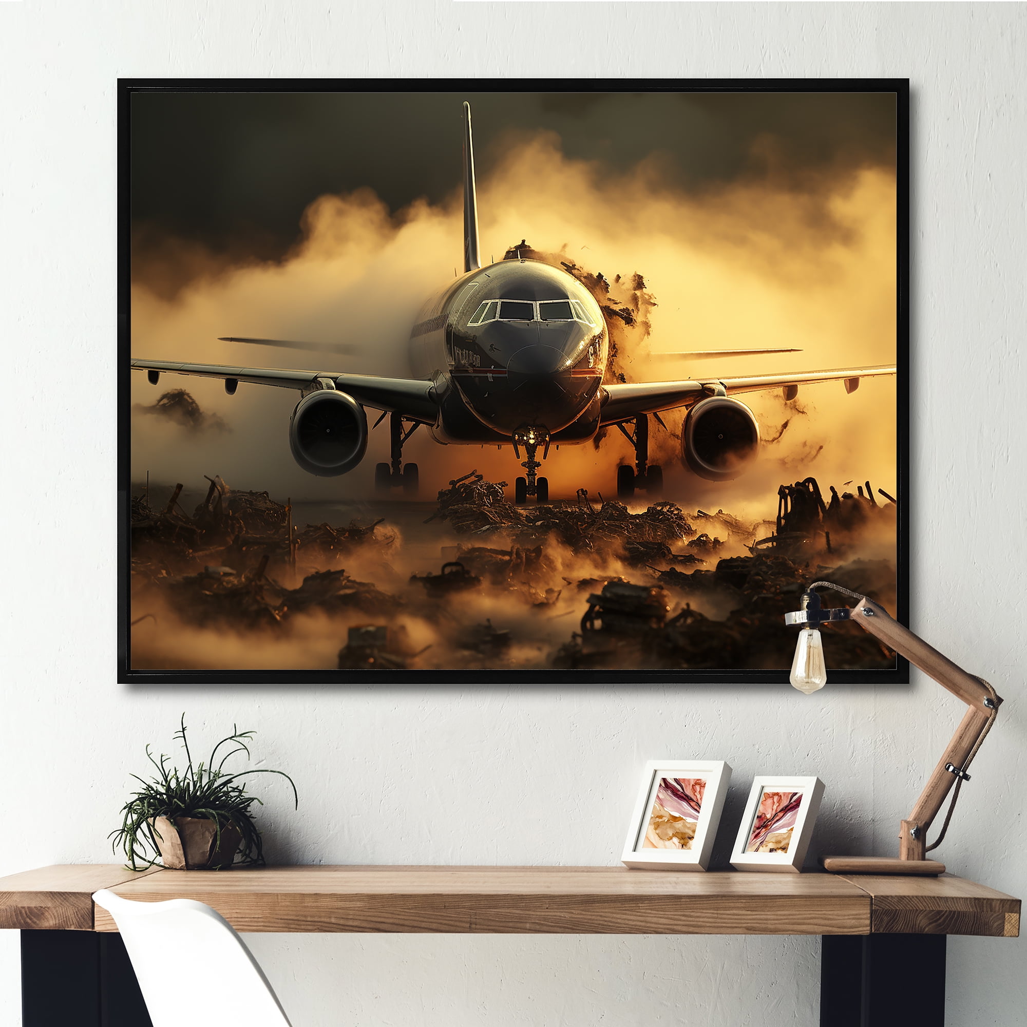 Designart "Ready For Takeoff Airplane I" Performing Arts Framed Wall ...