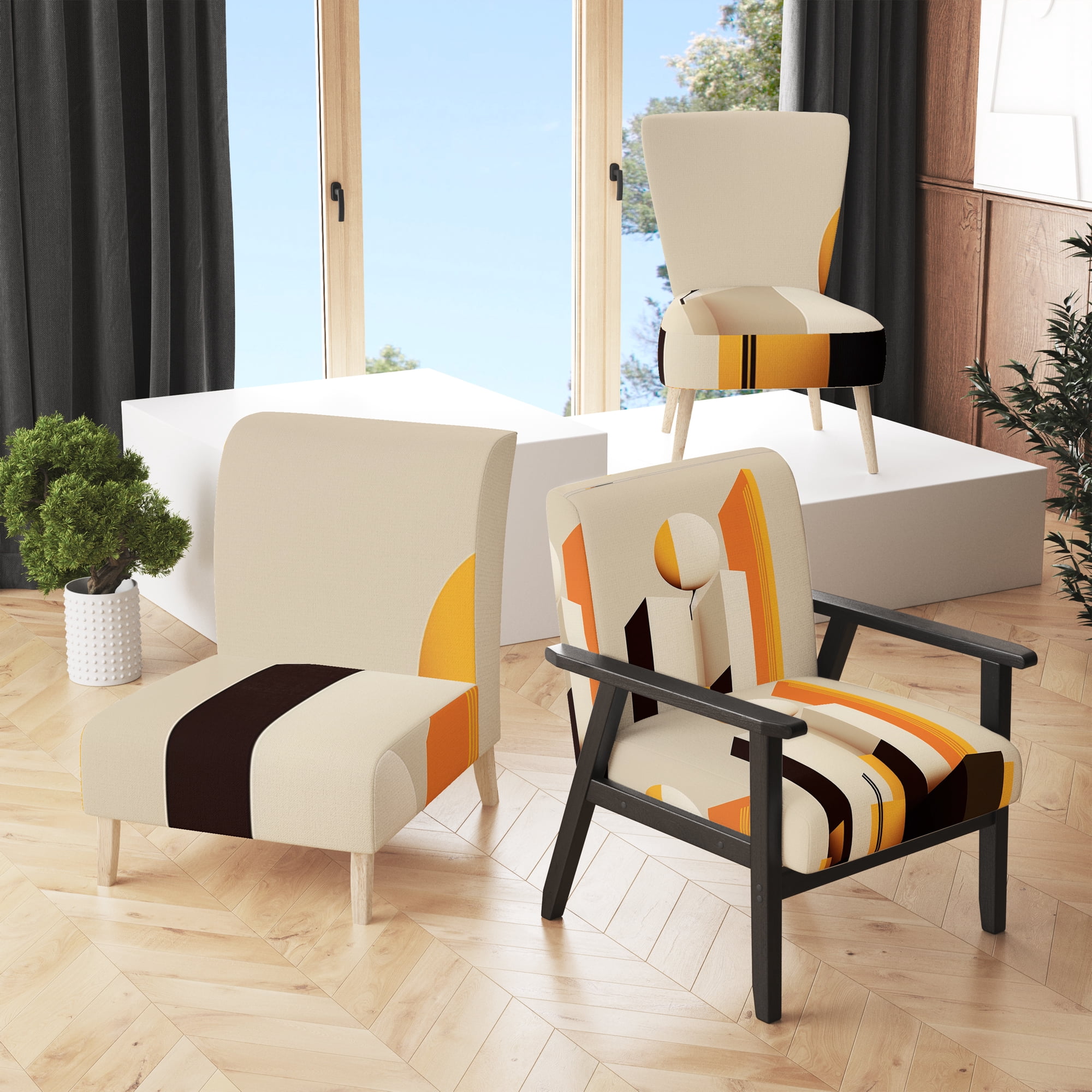 Designart "Reality Of Essential Shapes VI" Upholstered Minimalism ...