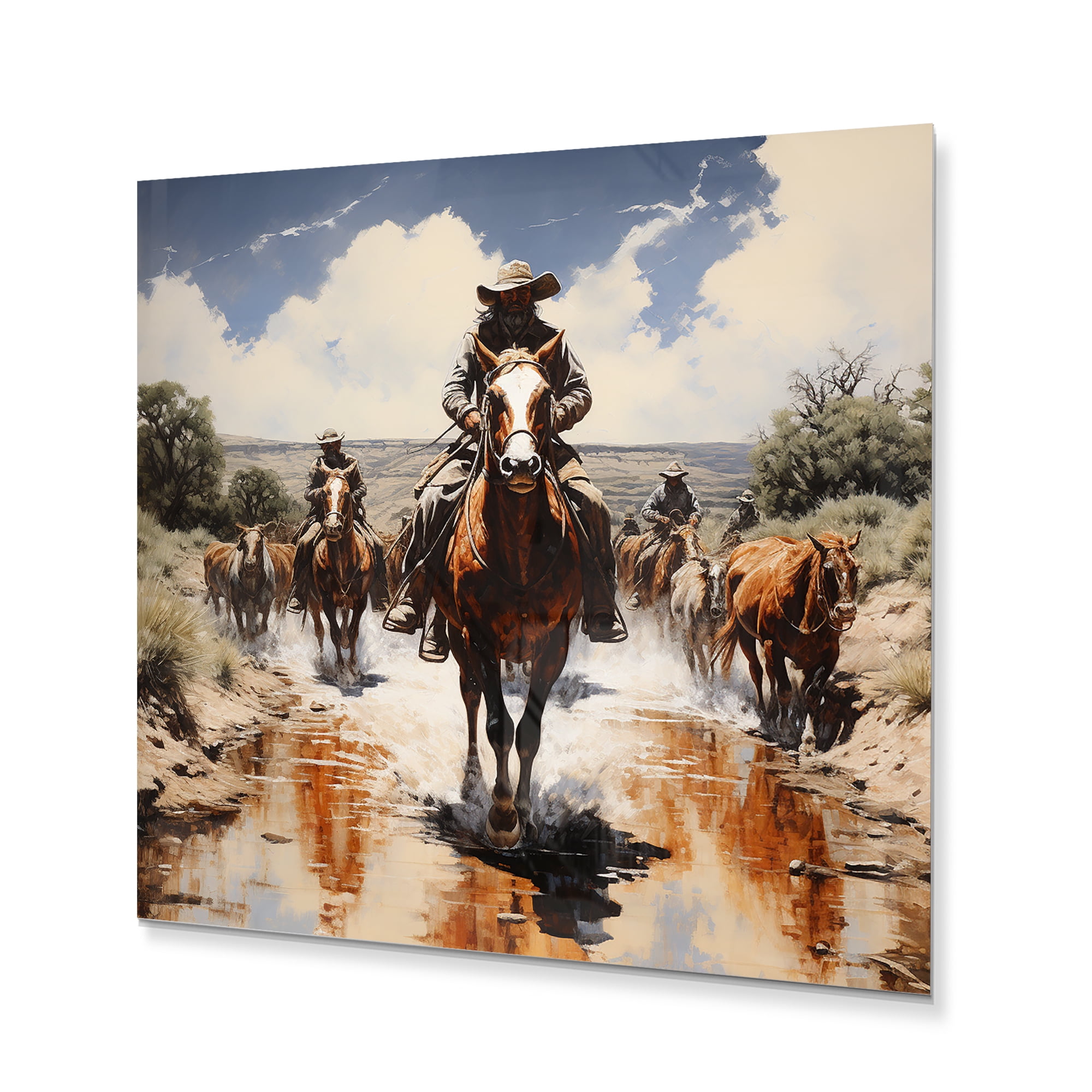 Designart "Recollecting Memories of Western Horse Riders" Western Metal ...