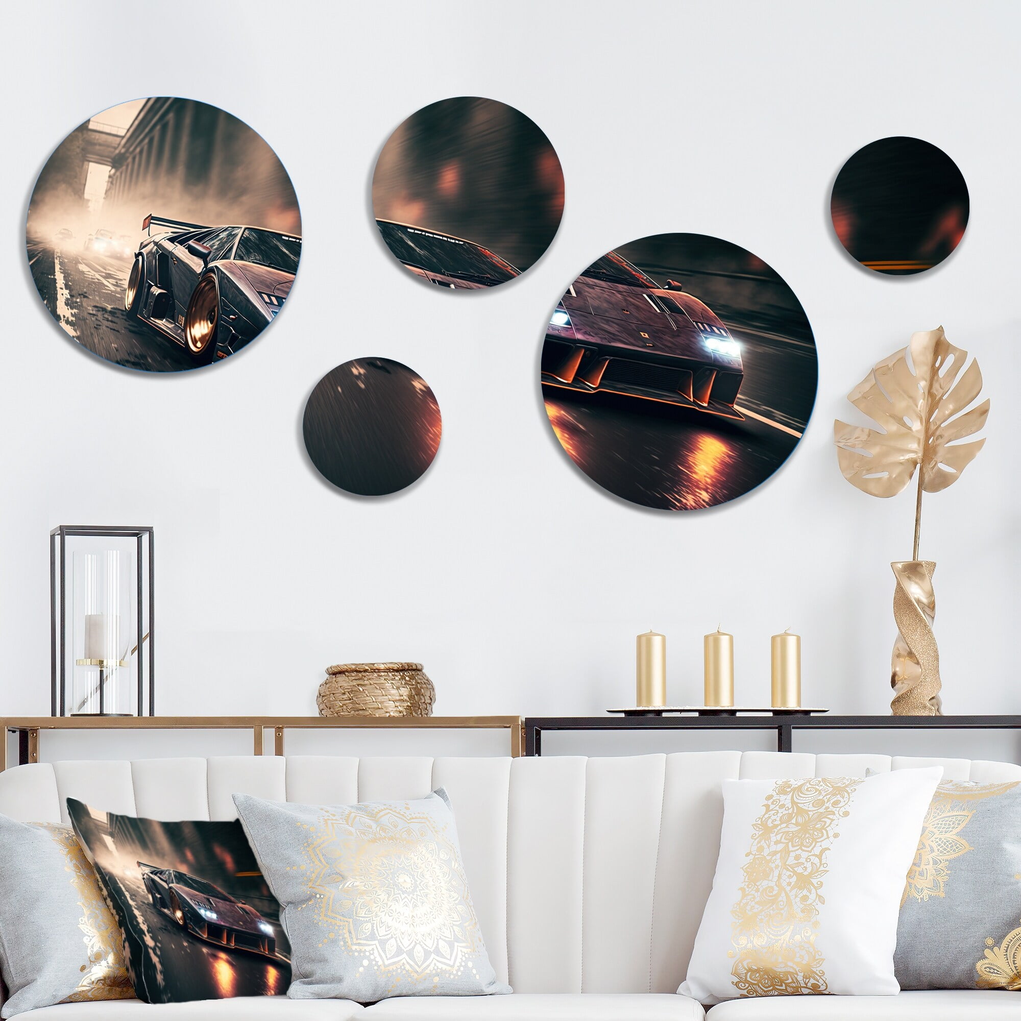 Designart "Red Italian Lambo Sports Car Racing In Urban Setting III ...