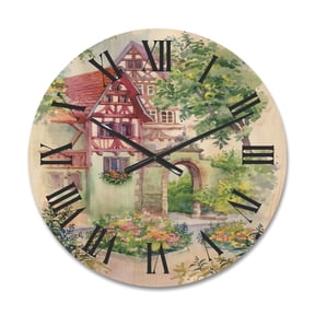 Designart Country Wooden Wheel Rustic Wood Wall Clock - Walmart.com