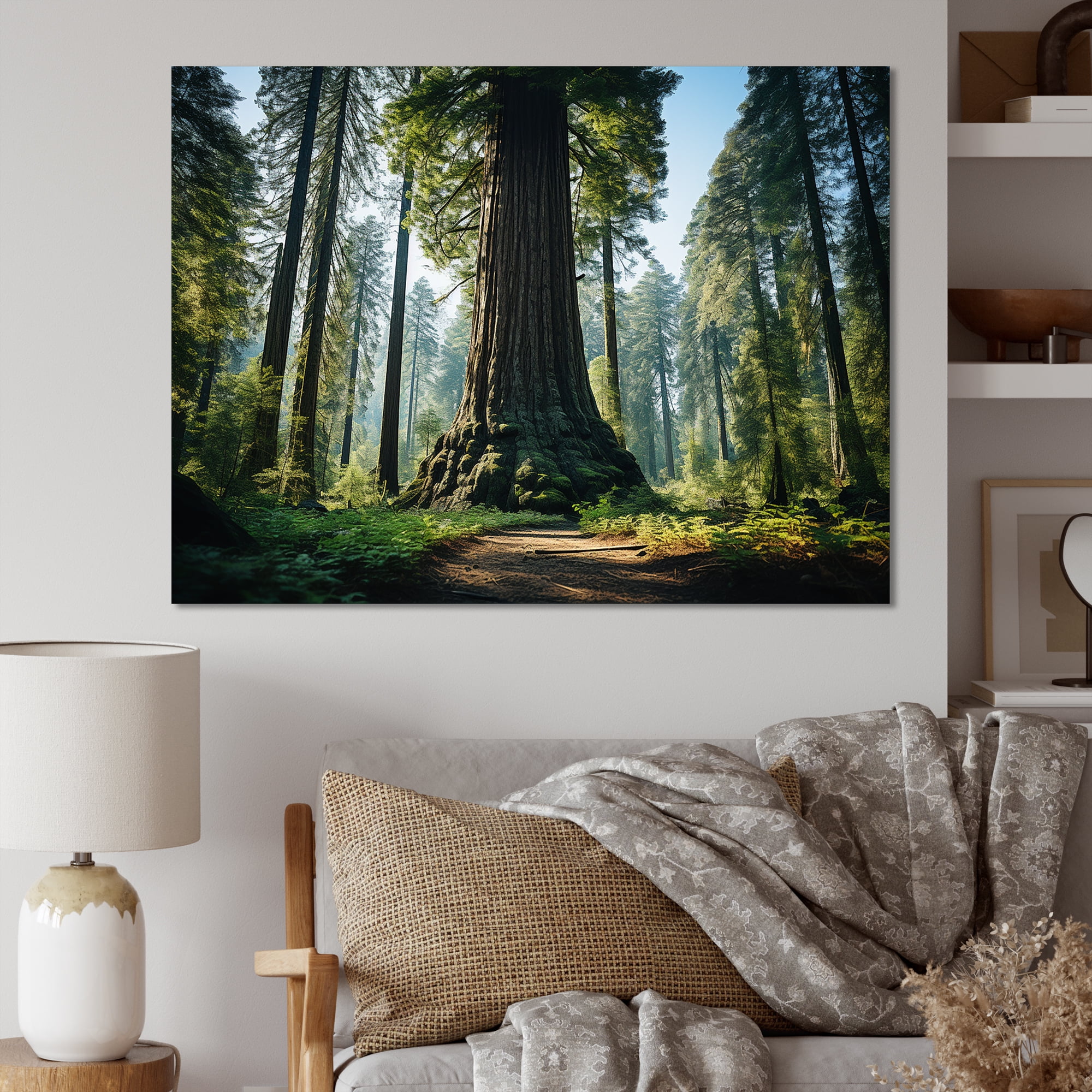 Designart "Redwood Giants Forest Tree I" Tree Redwood Wall Decor ...