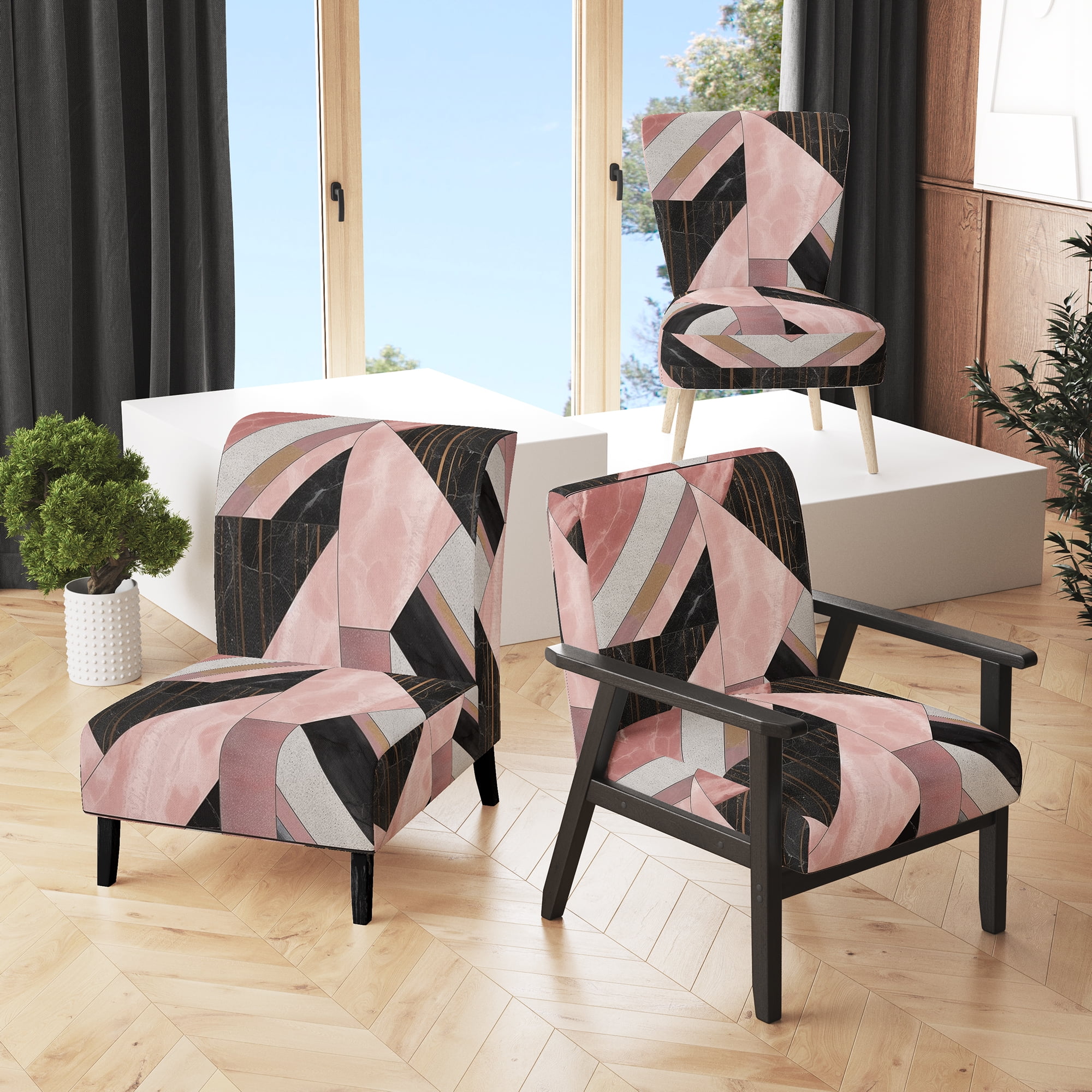 Designart "Refined Marble Granite Agate with Gilded Touches XI" Pink ...