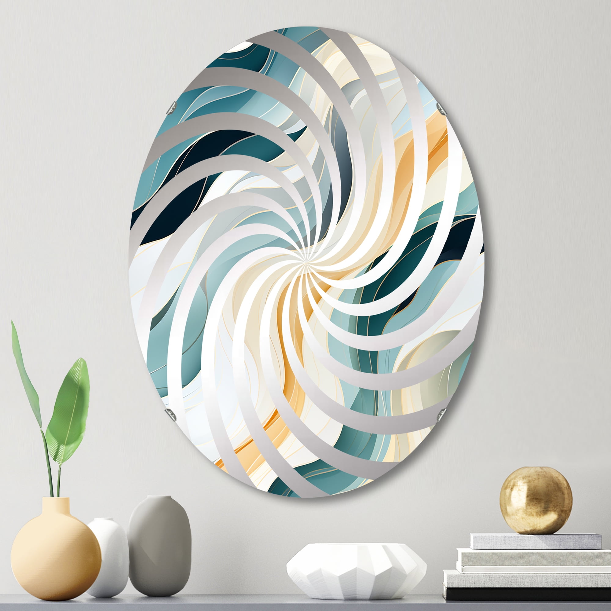 Designart "Reflecting on Coastal Beauty" Abstract Vortex Round Wall ...