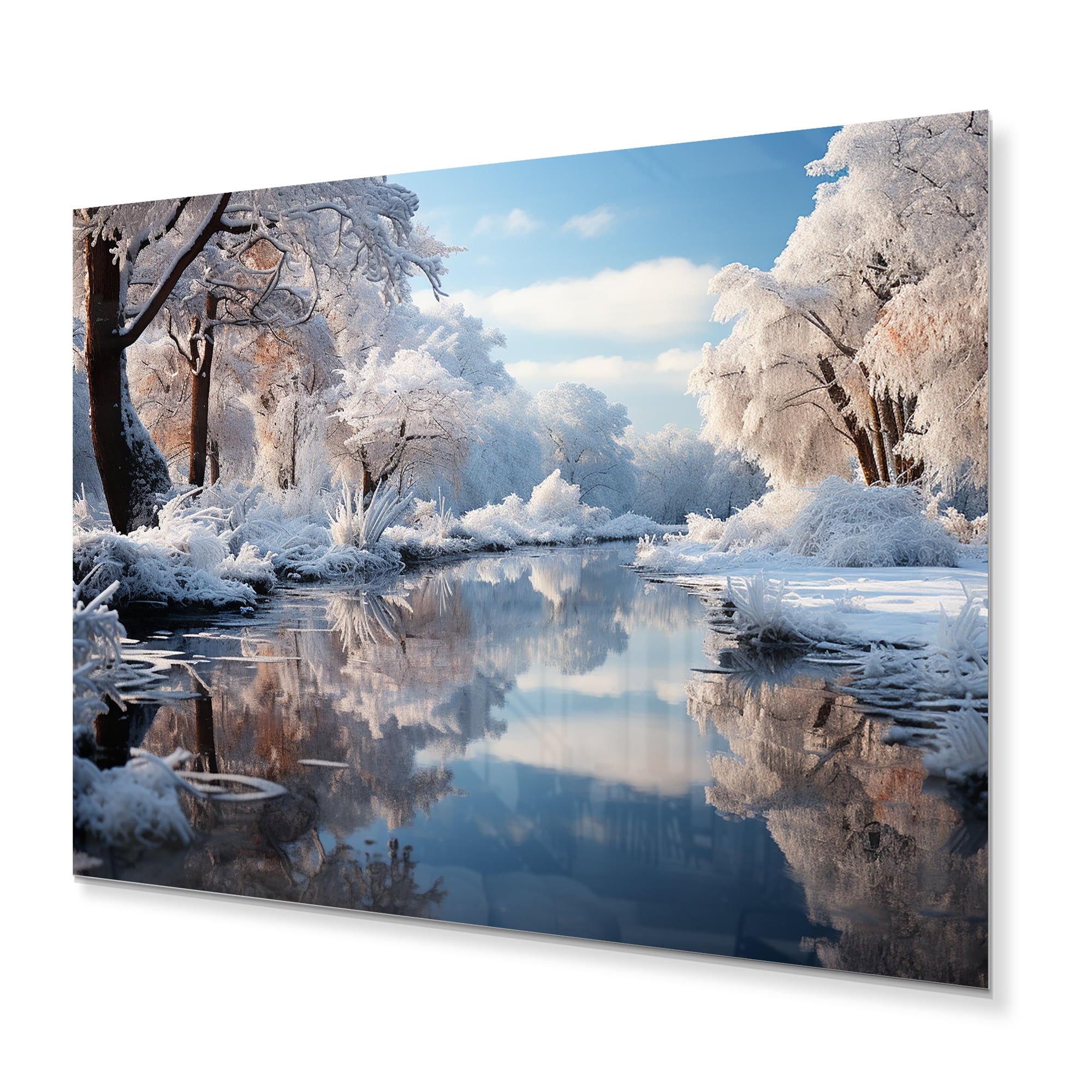 Designart "Reflection of a River in the Winter Landscape II" Landscapes ...