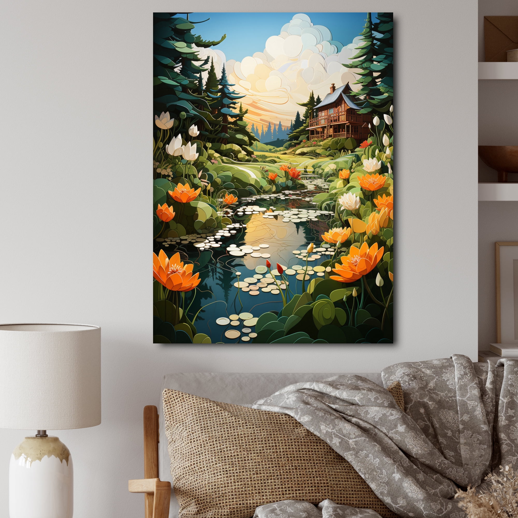 Designart "Reflections Papercut Farmhouse Countryside wall art ...