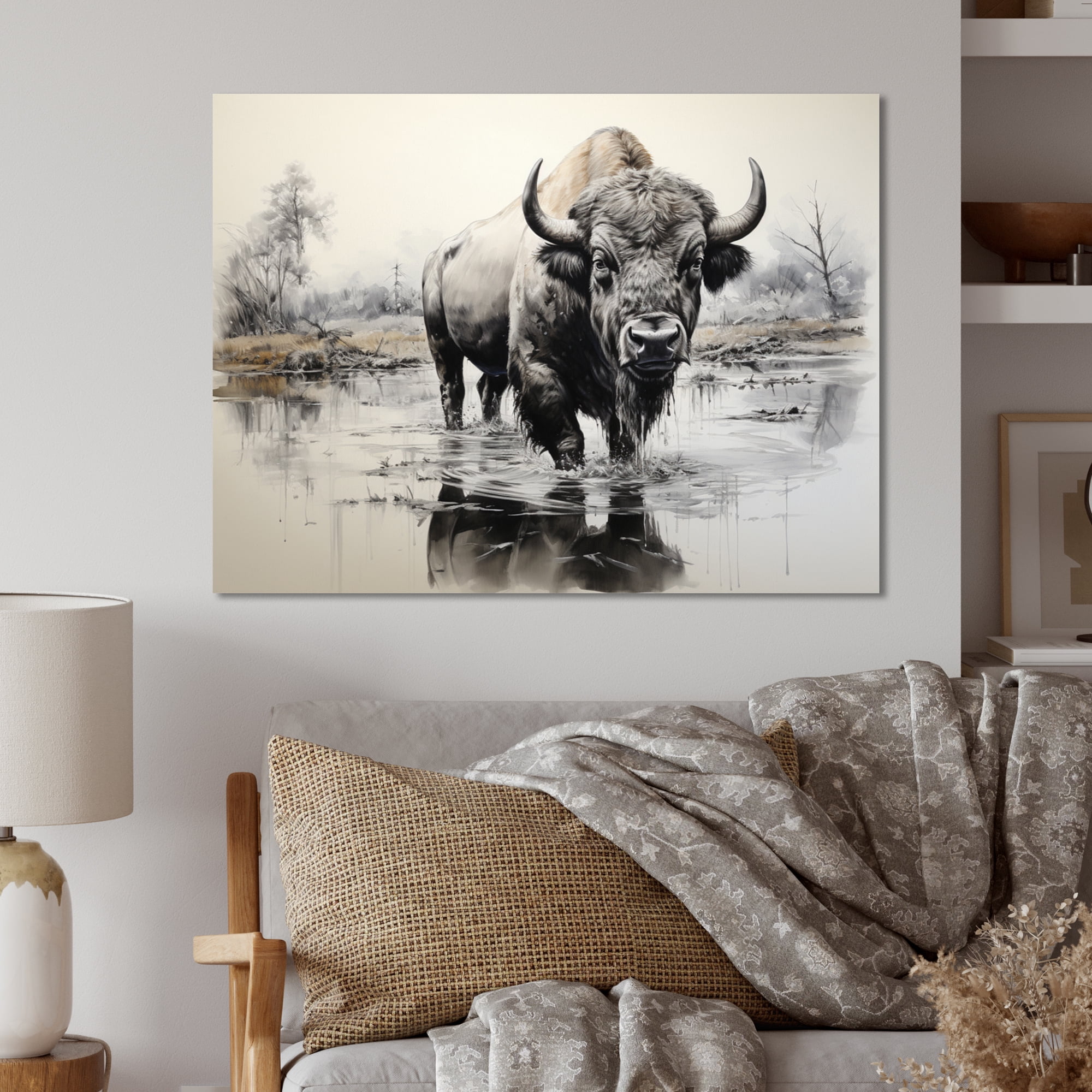 Designart "Reflective Bison I" Animals Metal Wall Art - Walmart.com