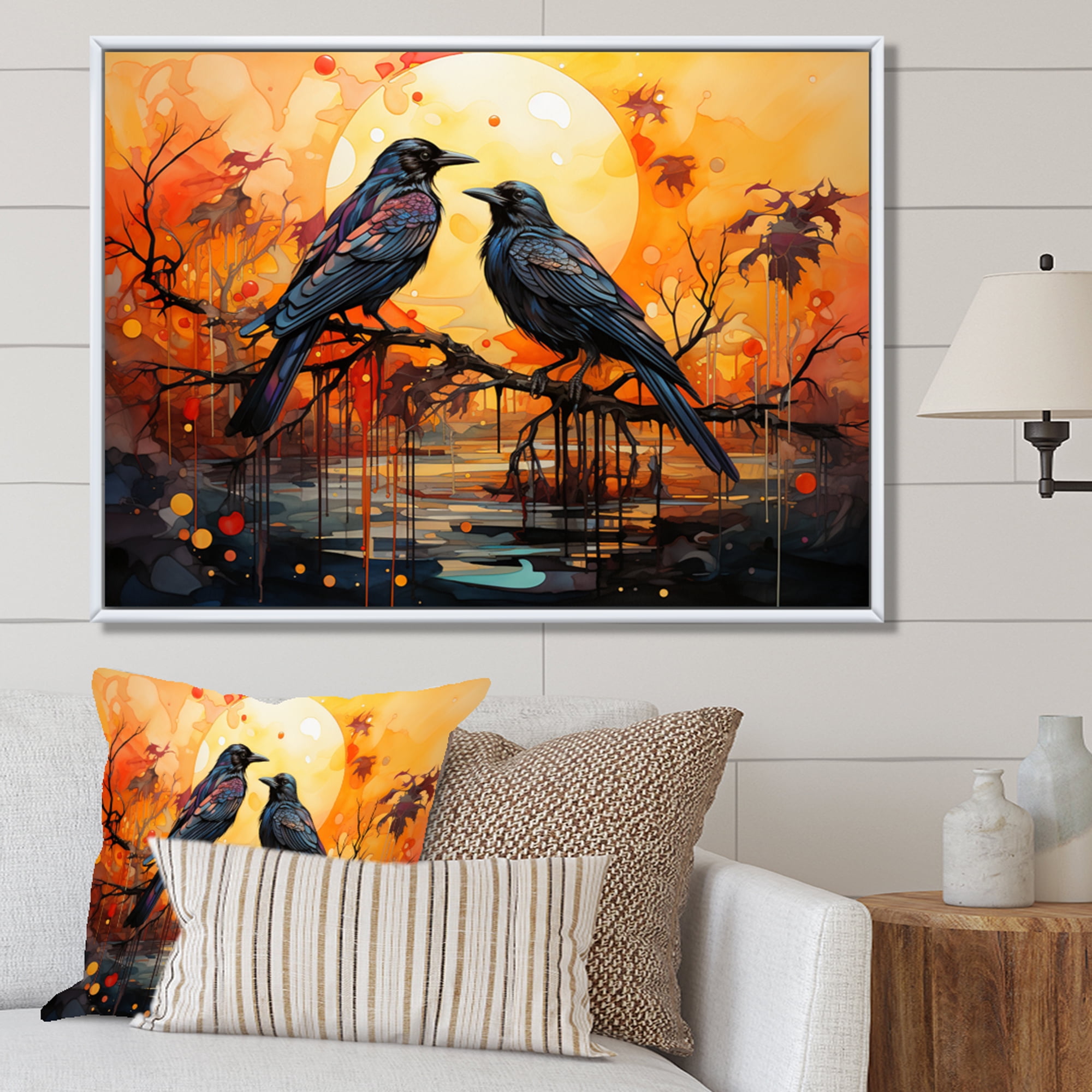 Designart "Renaissance of the Regal Crow II" Animals Floater Framed ...