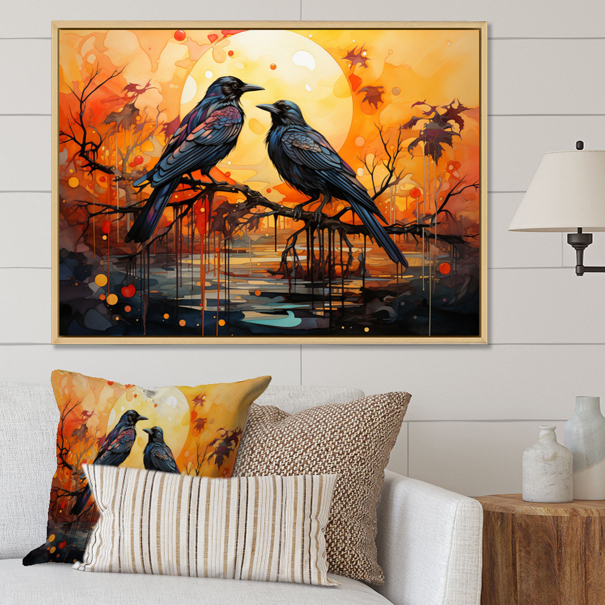 Designart "Renaissance of the Regal Crow II" Animals Floater Framed ...