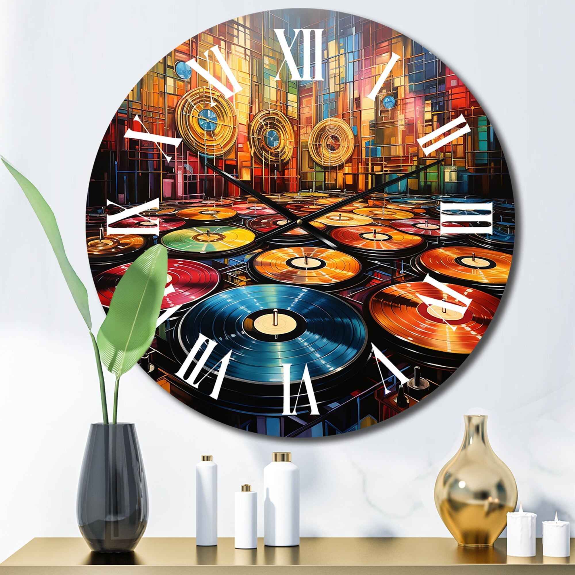 Designart "Resonating Rhythms on Vinyl Records II" Music Oversized Wall ...