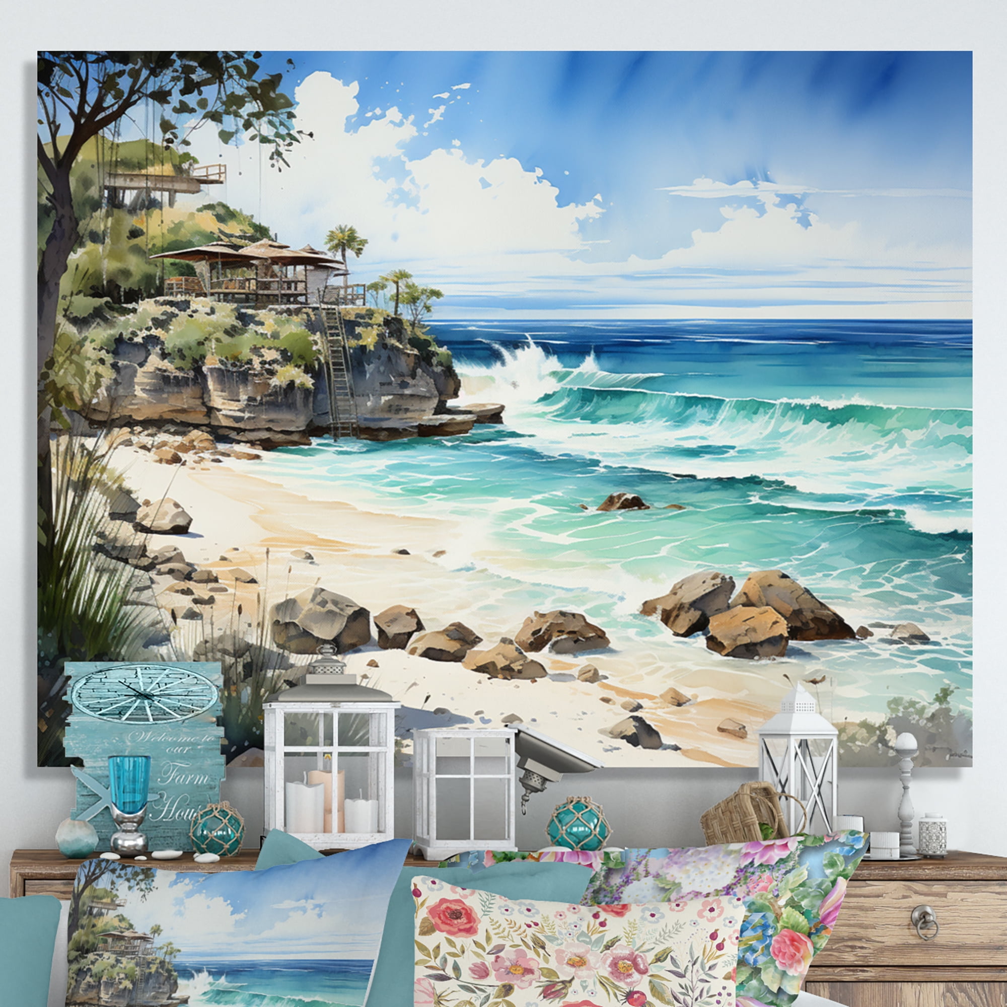Designart "Resort on Cancun s Beaches I" Nautical & Beach Canvas Art ...