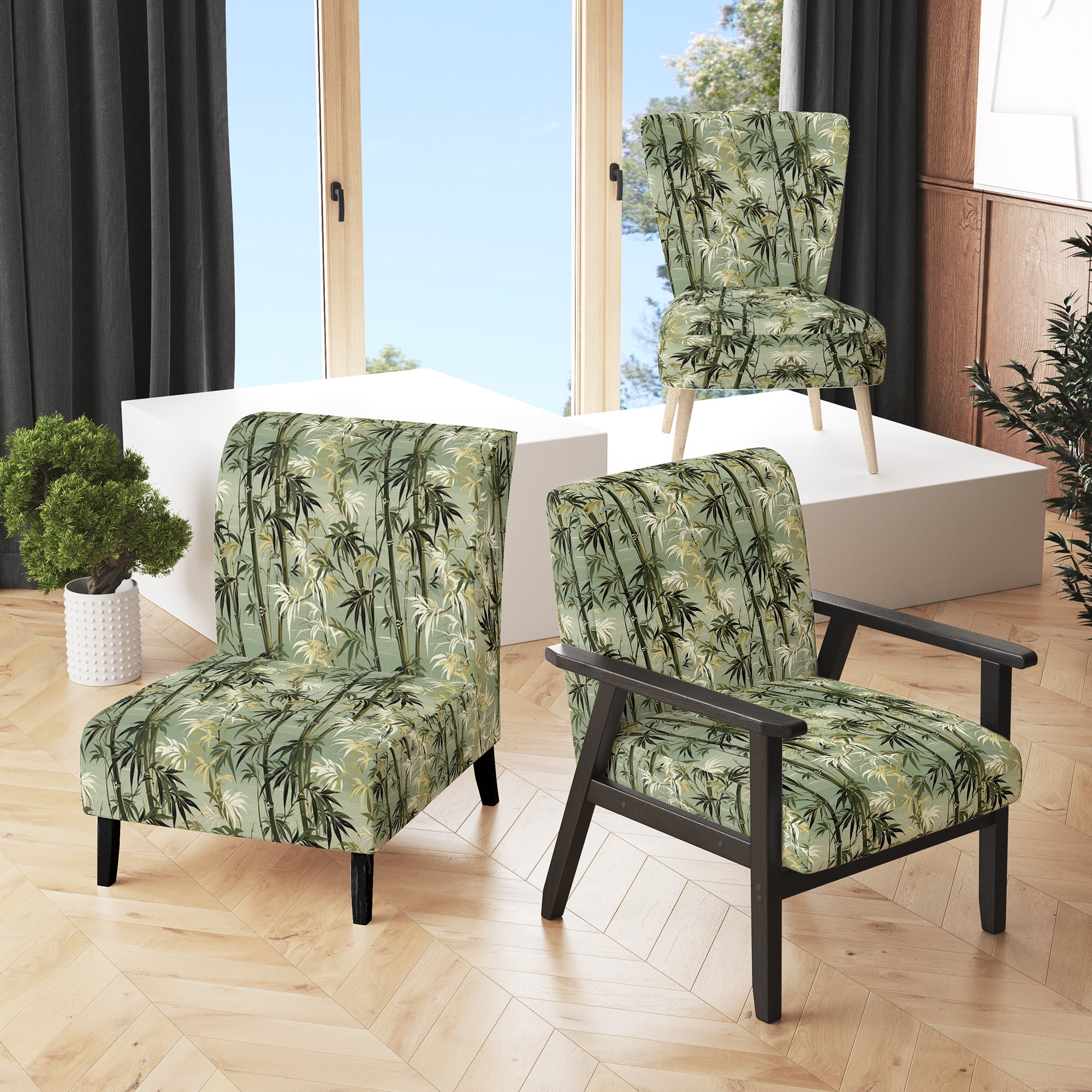 Designart "Retreat Amidst Bamboo In The Tropics I" Green Bamboo ...