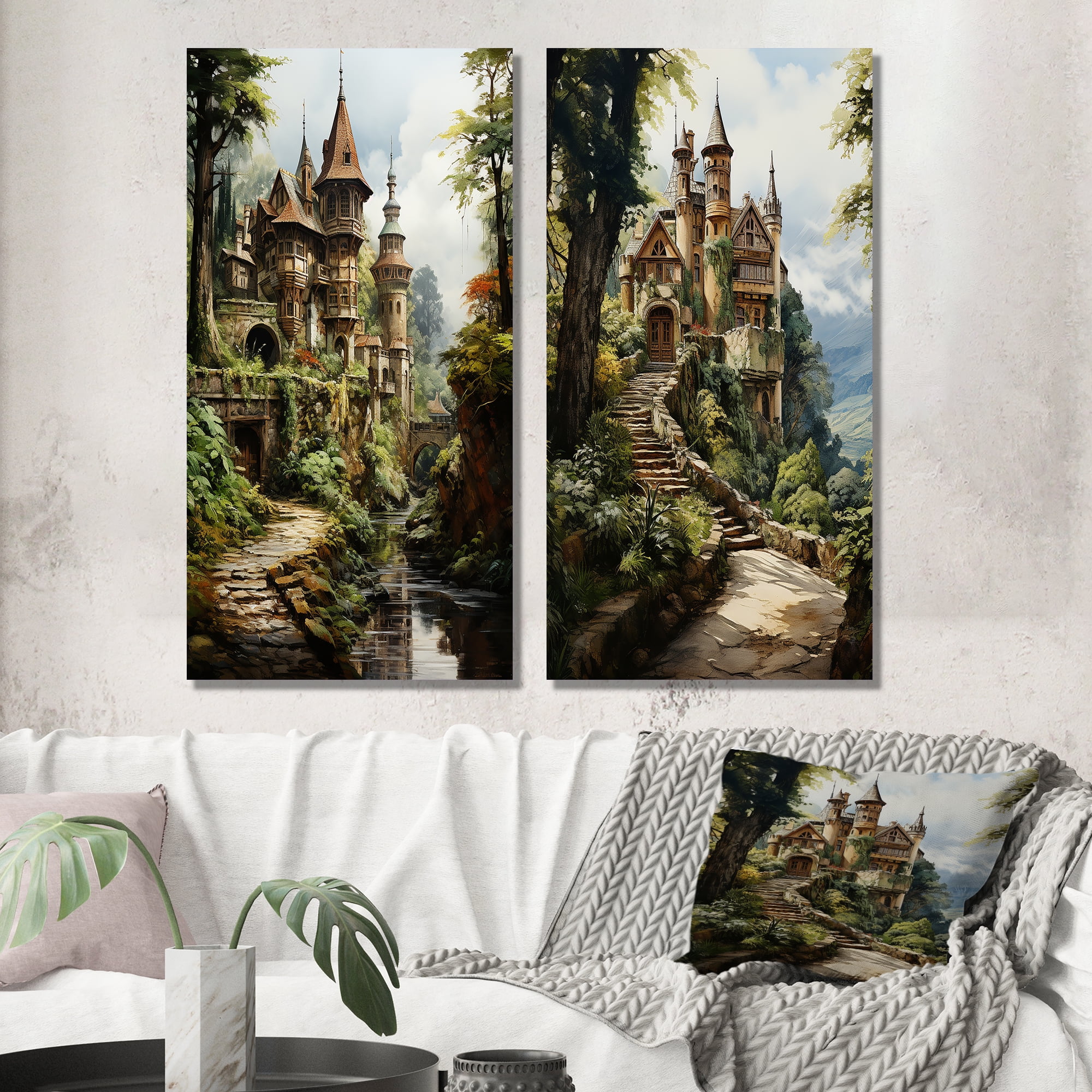 Designart "Retreat Earthy Castles Rustic wall art II" Castles Wall Art ...