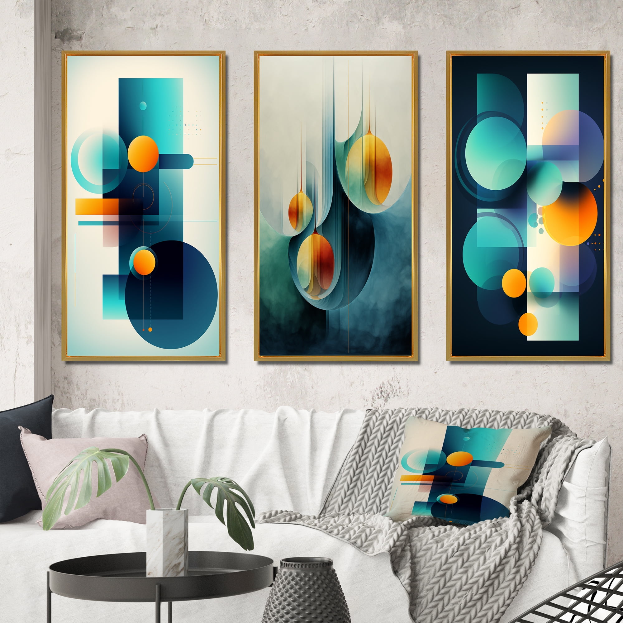 Designart "Retro Circular Independence of Curiosity V" Modern Geometric ...