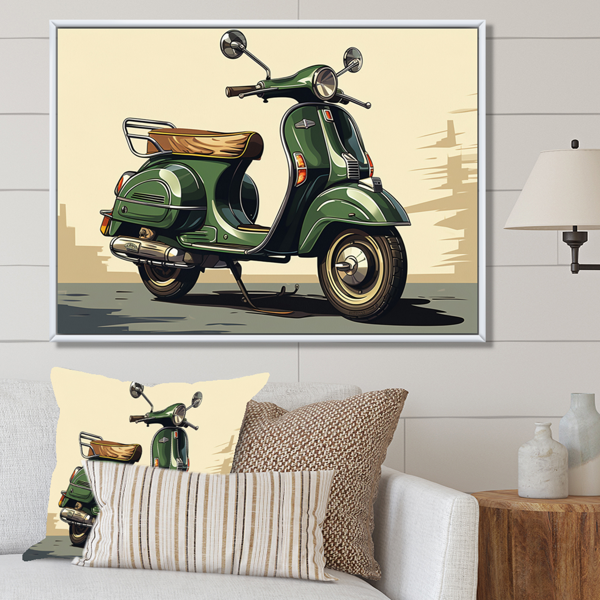 Designart "Retro Electric Green Scooter wall art I" Transportation ...